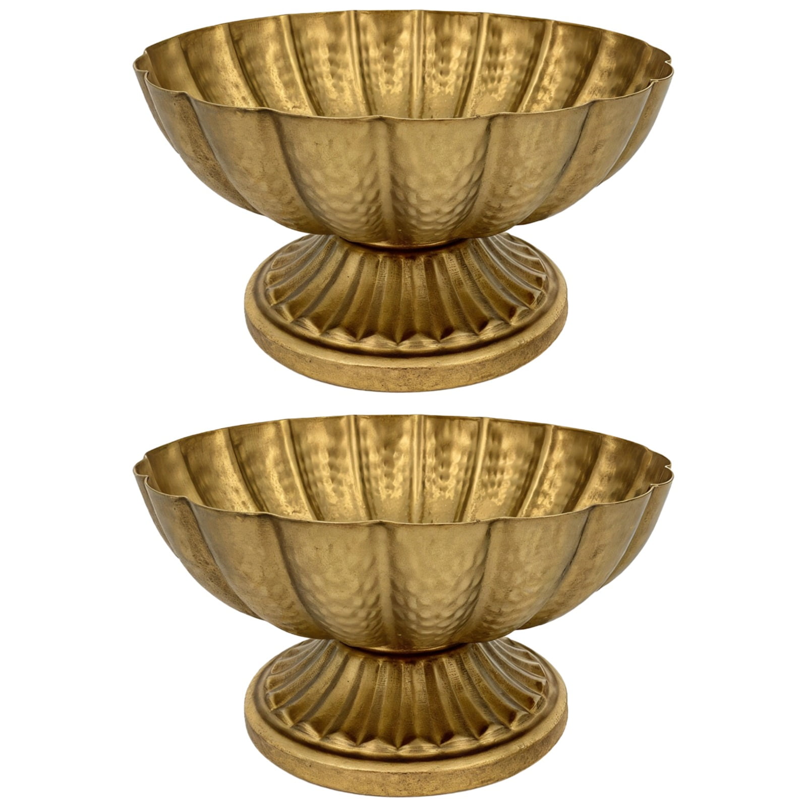 2 PCS Golden Compote Bowl for Centerpiece, Retro Style Metal Pumpkin ...