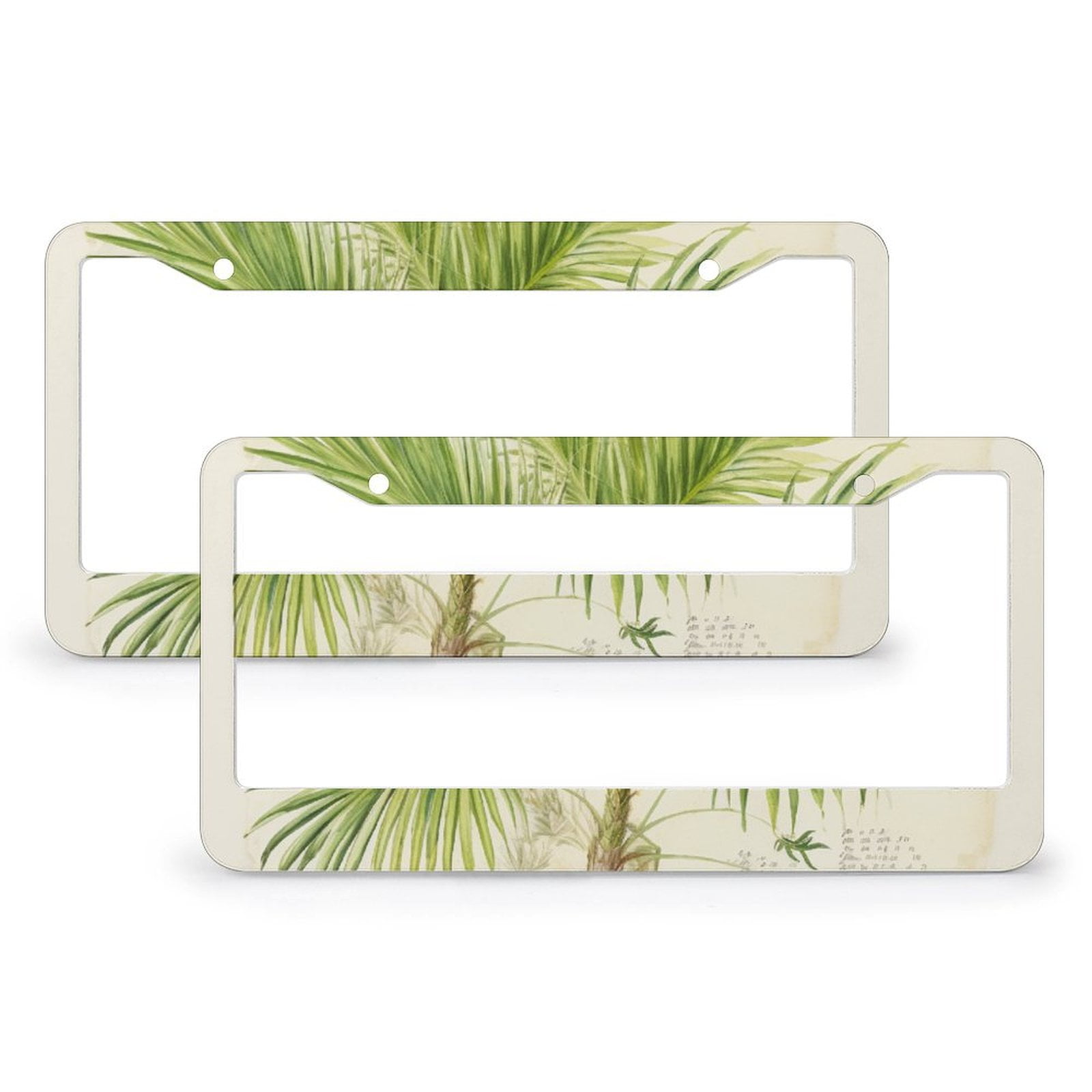 2 PCS Green Palm Tree License Plate Cover Vintage Green Leaf Funny ...