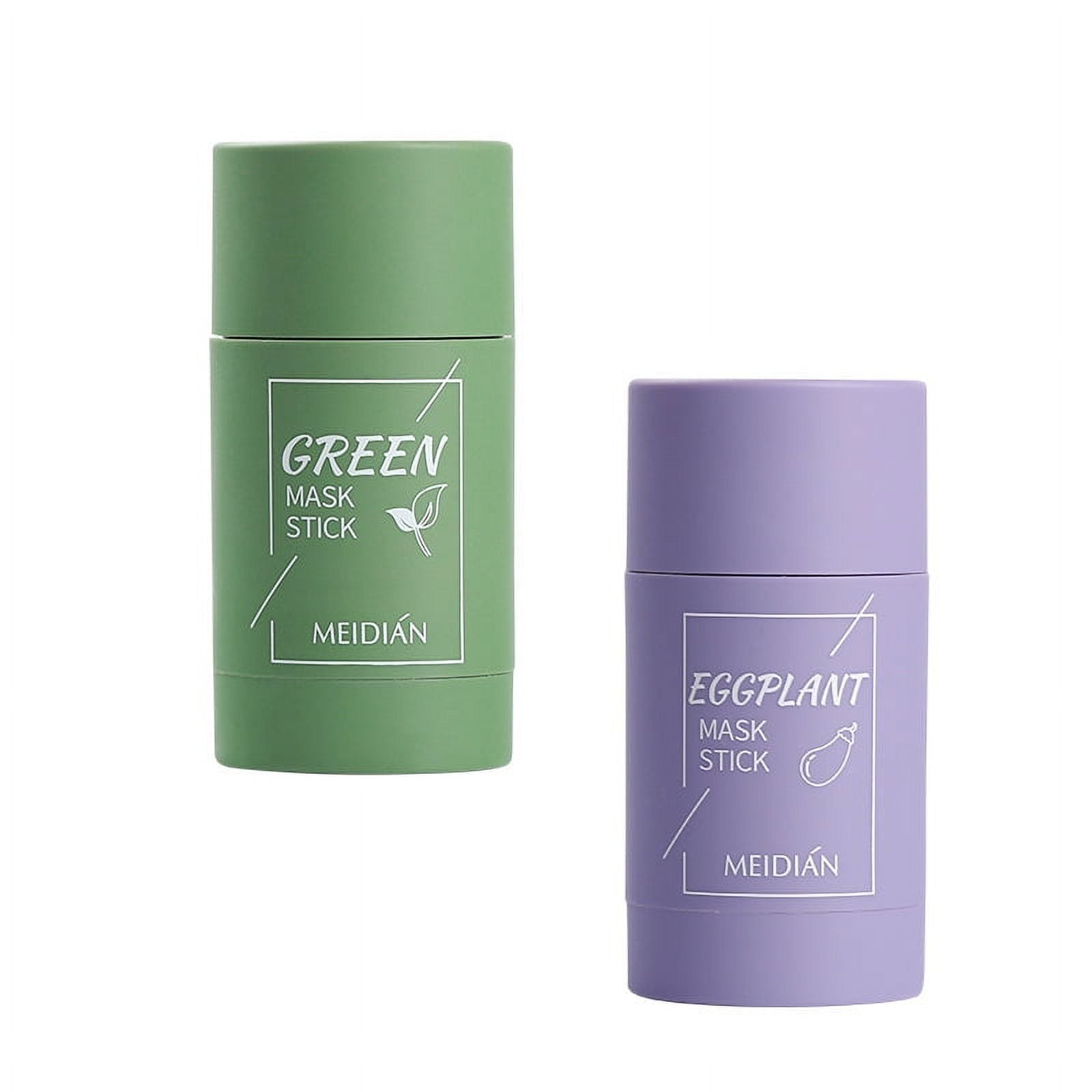 2 PCS Green Tea/Eggplant Purifying Clay Mask, Lazy Solid Mask Stick ...