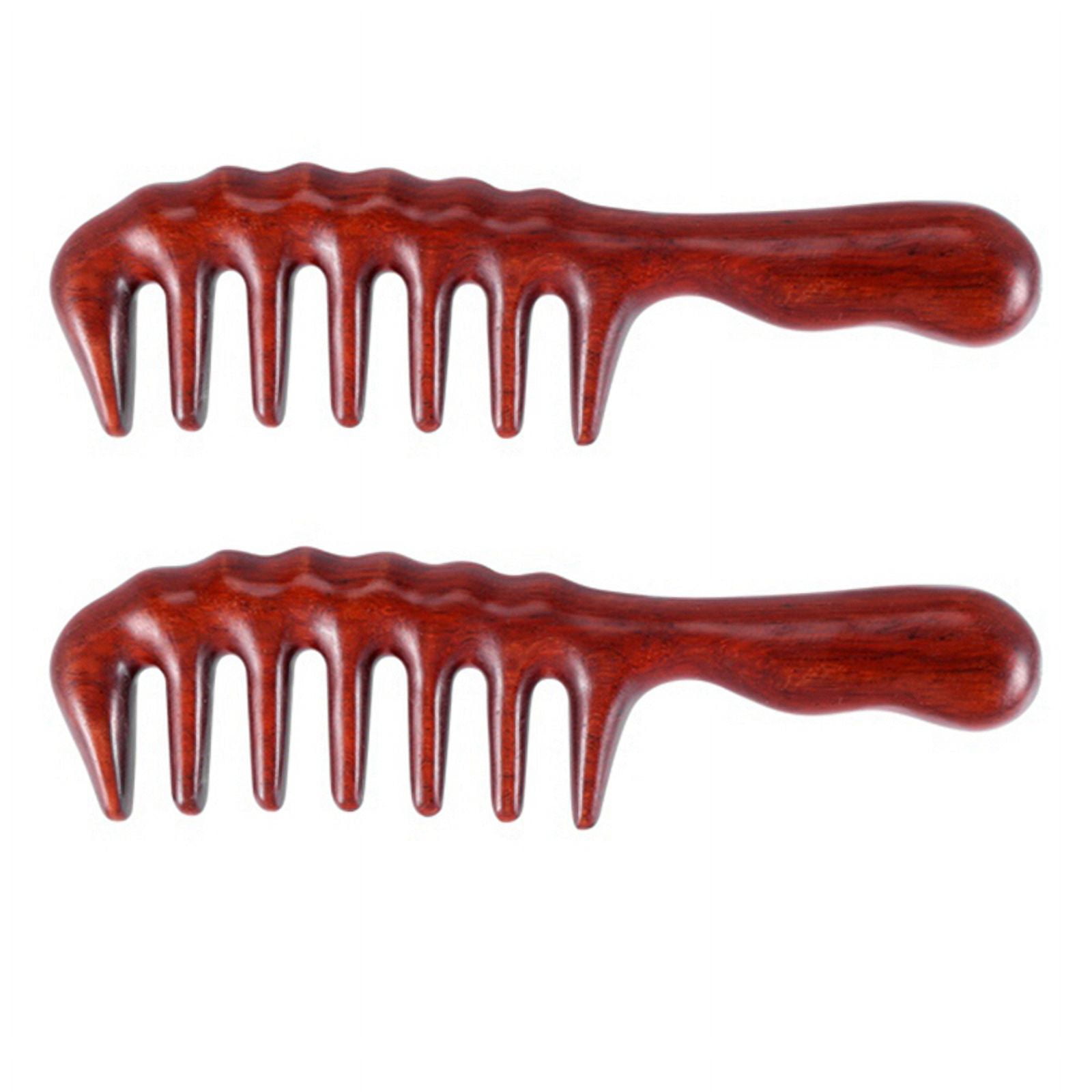2 PCS Hair Comb for Detangling - Wide Tooth Wood Comb for Curly Hair ...