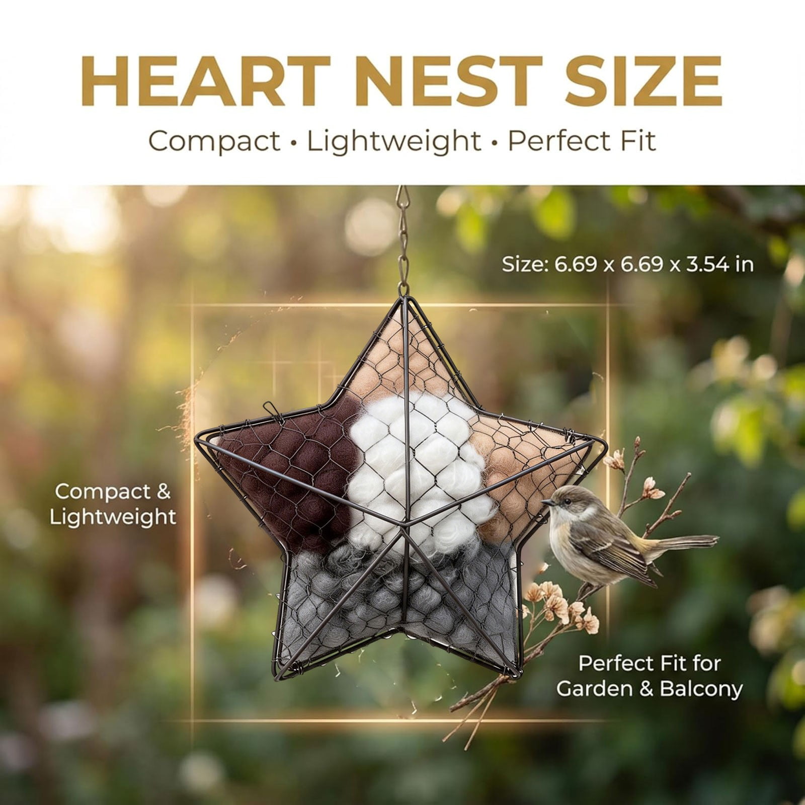 2 PCS Handmade Fiber Bird Nesting Heart, Birds Nests Material Holder ...