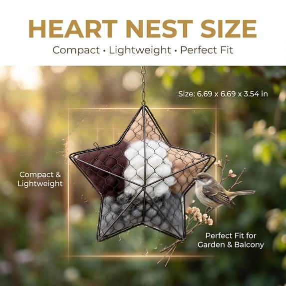 2 PCS Handmade Fiber Bird Nesting Heart, Birds Nests Material Holder ...