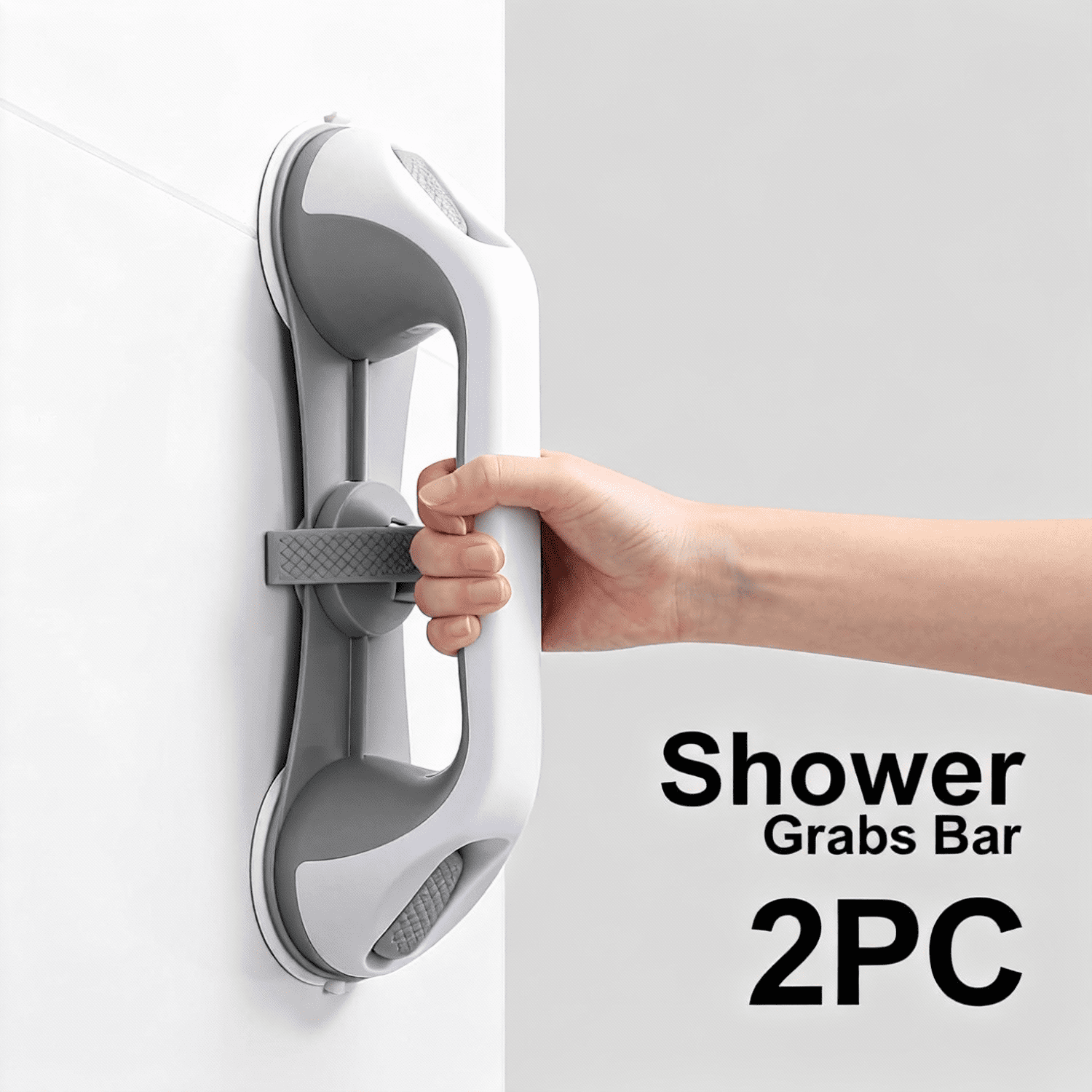 2 PCS Heavy Duty Suction Grab Bars :3 Strong Suction Cups, No-Drill ...