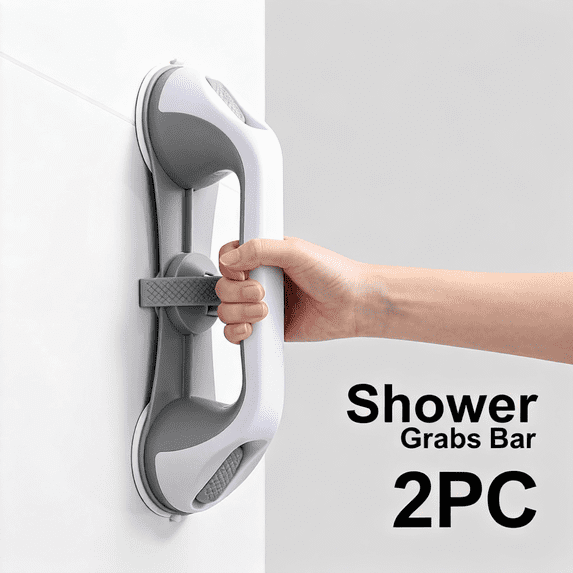 2 PCS Heavy Duty Suction Grab Bars :3 Strong Suction Cups, No-Drill ...