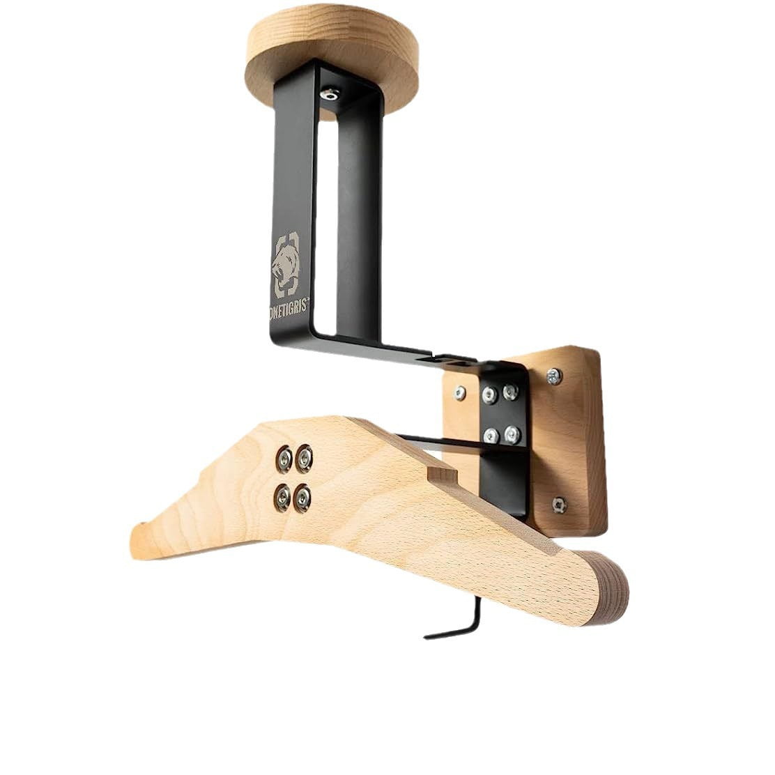 2 PCS Helmet Stand, Solid Wood & Iron, Wall Mount Helmet Holder ...