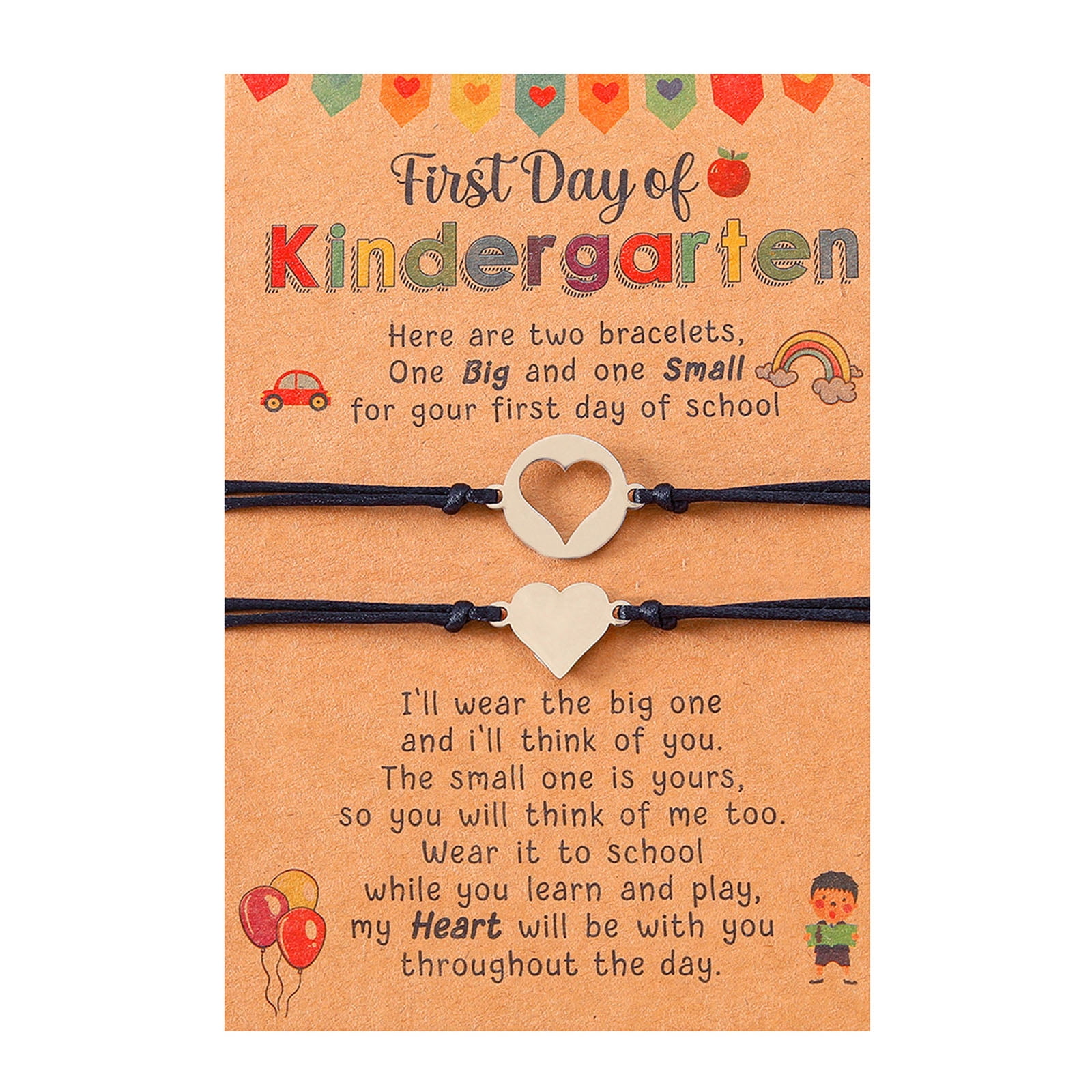 2 PCS Hollow Heart Bracelet First Day of School Bracelet Mother ...