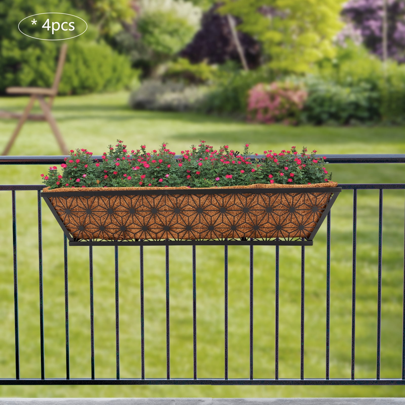 4 PCS Home Window Baskets for Plants, Flower Boxes for Deck Railings ...