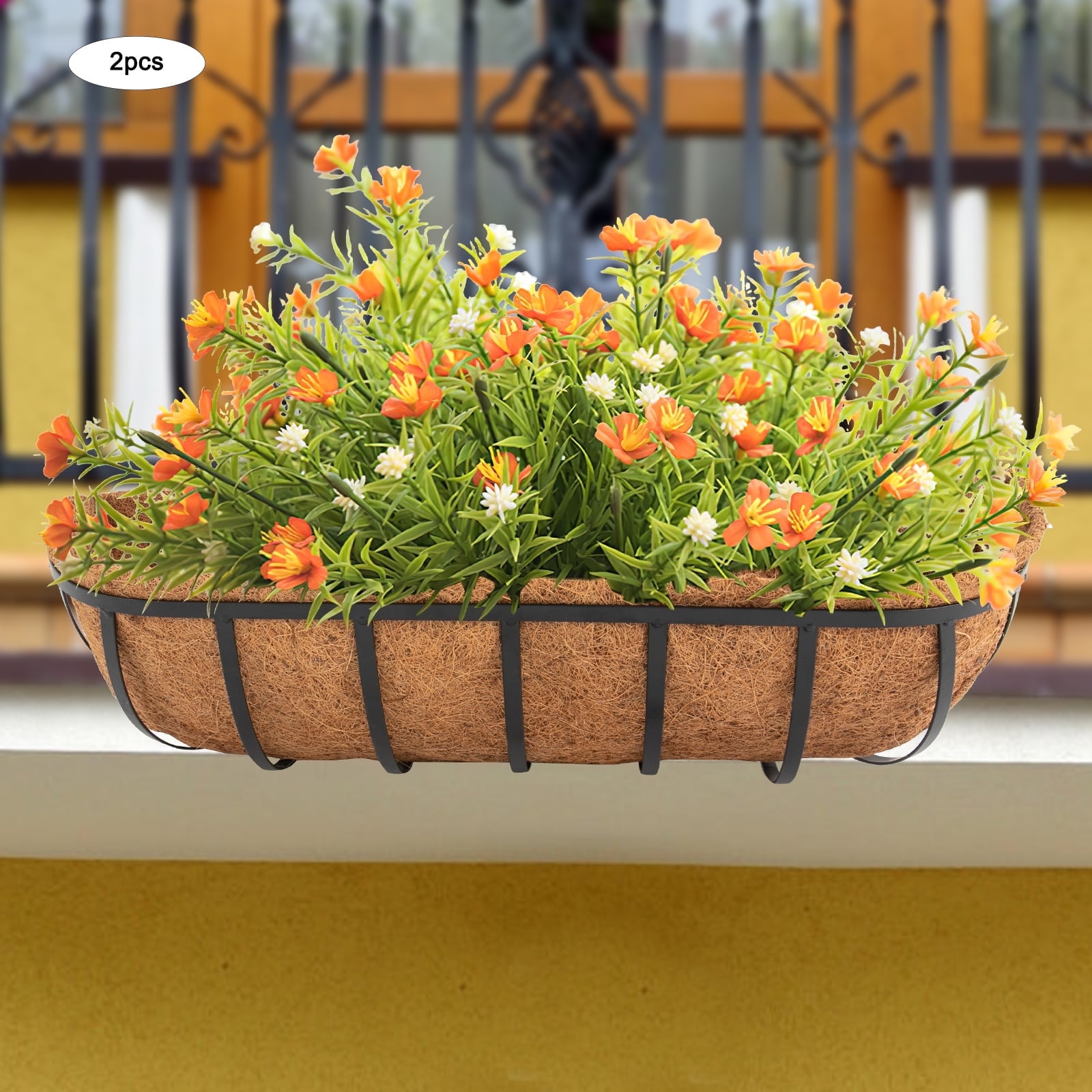 2 PCS Home Window Baskets for Plants, Flower Boxes for Deck Railings ...