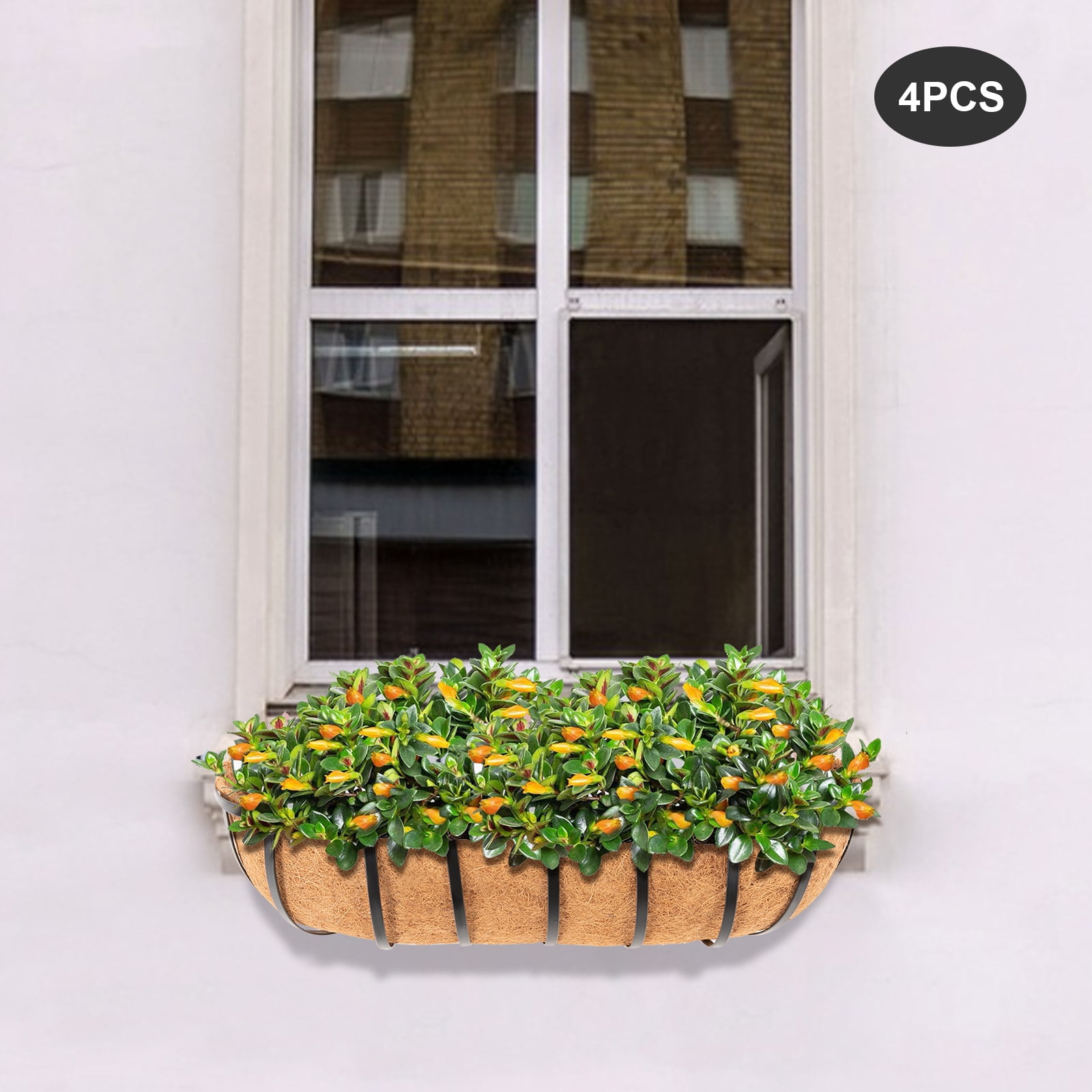 4 PCS Home Window Baskets for Plants, Flower Boxes for Deck Railings ...