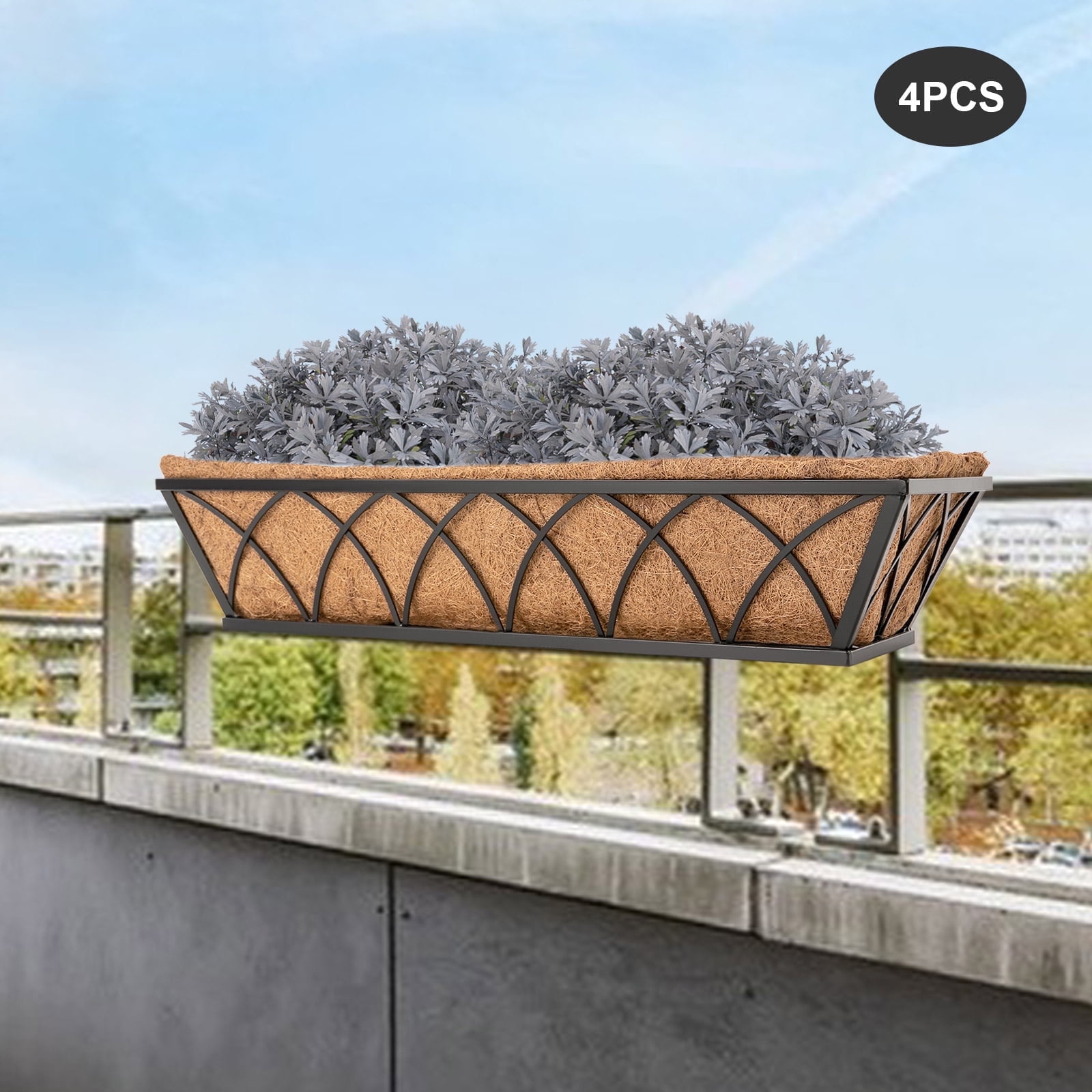 2 PCS Home Window Baskets for Plants, Flower Boxes for Deck Railings ...