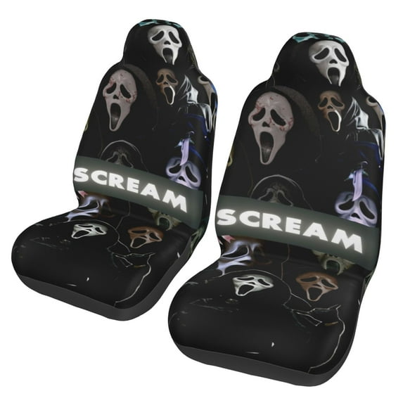 2 PCS Horror Movie Scre-am0 Car Seat Covers Cartoon Car Interior Seat ...