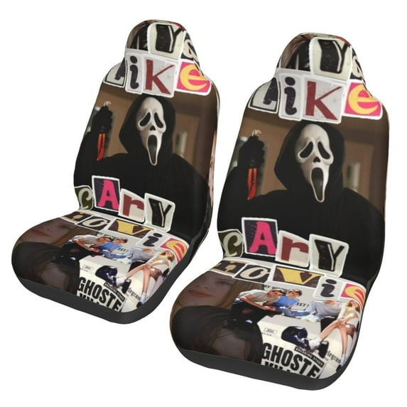 2 PCS Horror Movie Scre-am0 Car Seat Covers Cartoon Car Interior Seat ...