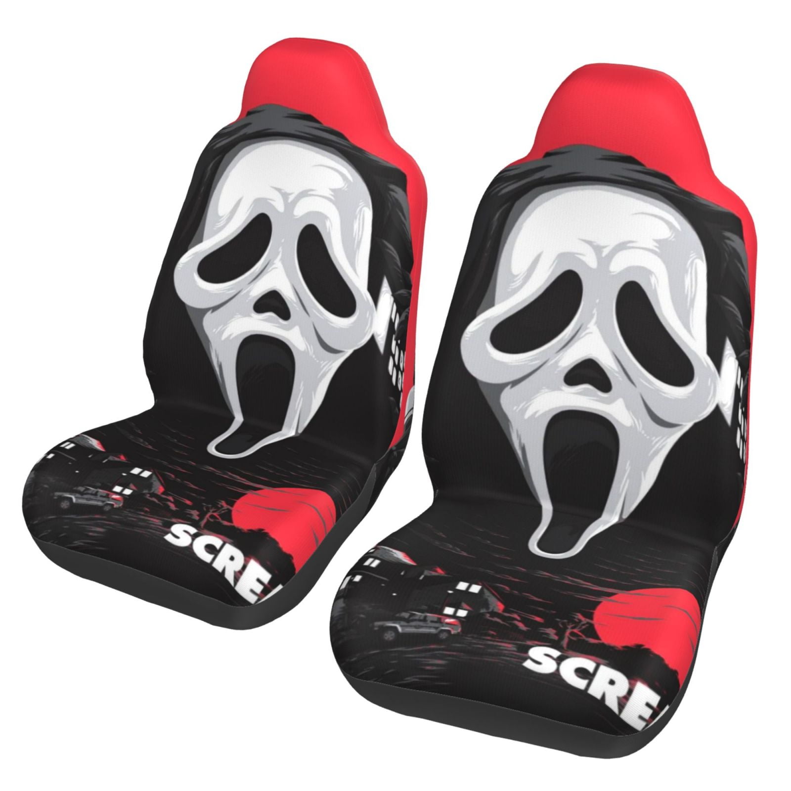 2 PCS Horror Movie Scre-am0 Car Seat Covers Cartoon Car Interior Seat ...