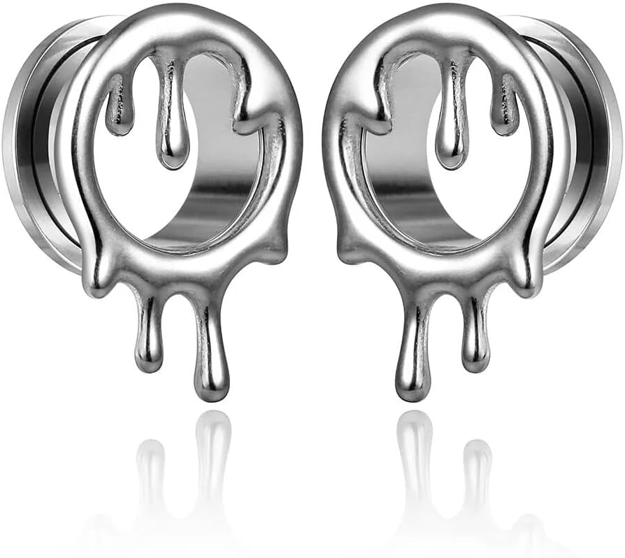2 PCS Hypoallergenic 316 Stainless Steel 0G-1" Unique Water Drops Ear ...