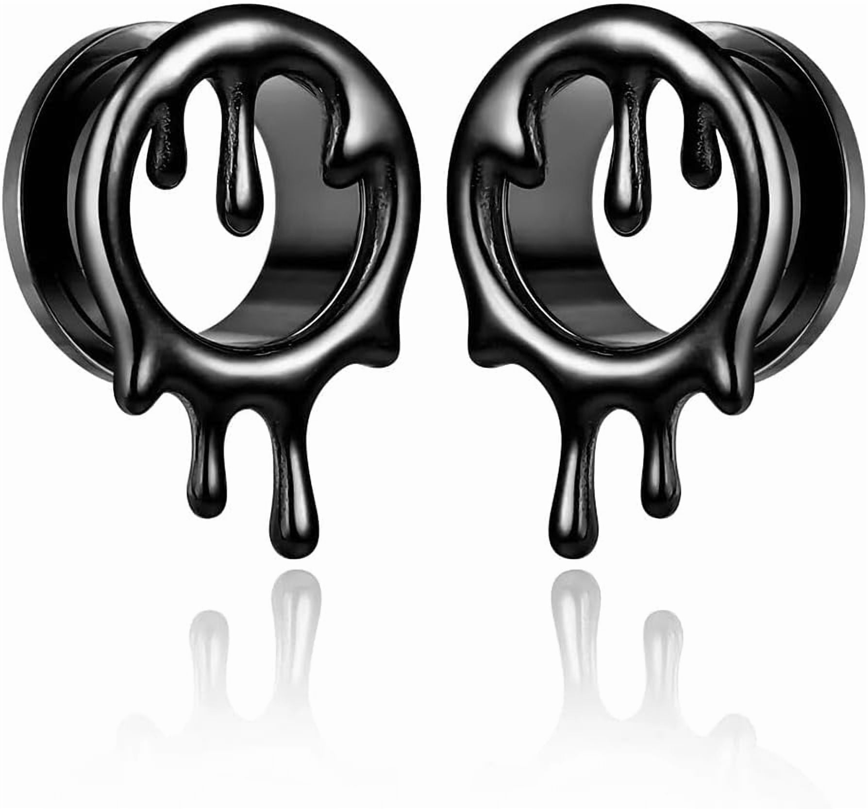 2 PCS Hypoallergenic 316 Stainless Steel 0G-1" Unique Water Drops Ear ...
