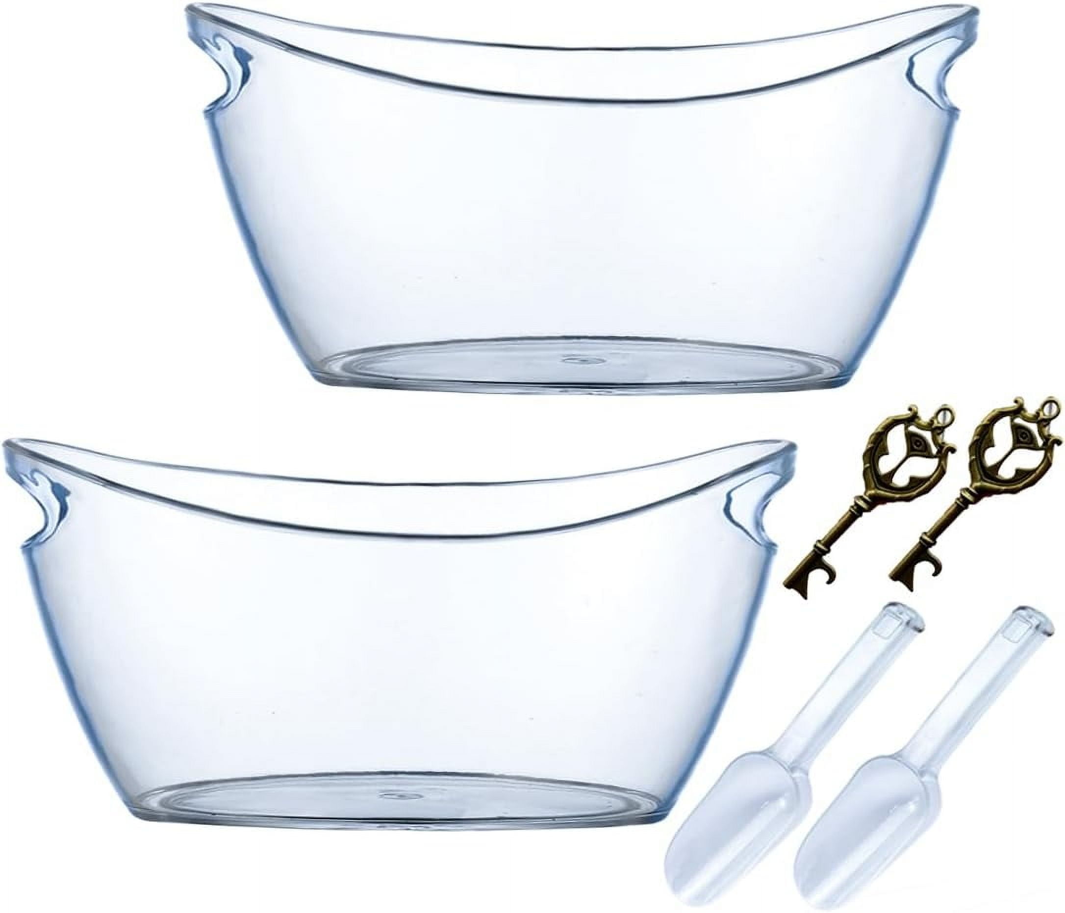 2 PCS Ice Bucket,Acrylic Ice Buckets for Parties,5.5L Extra Large Clear ...