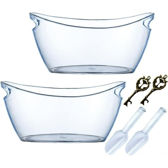 2 PCS Ice Bucket,Acrylic Ice Buckets for Parties,5.5L Extra Large Clear ...