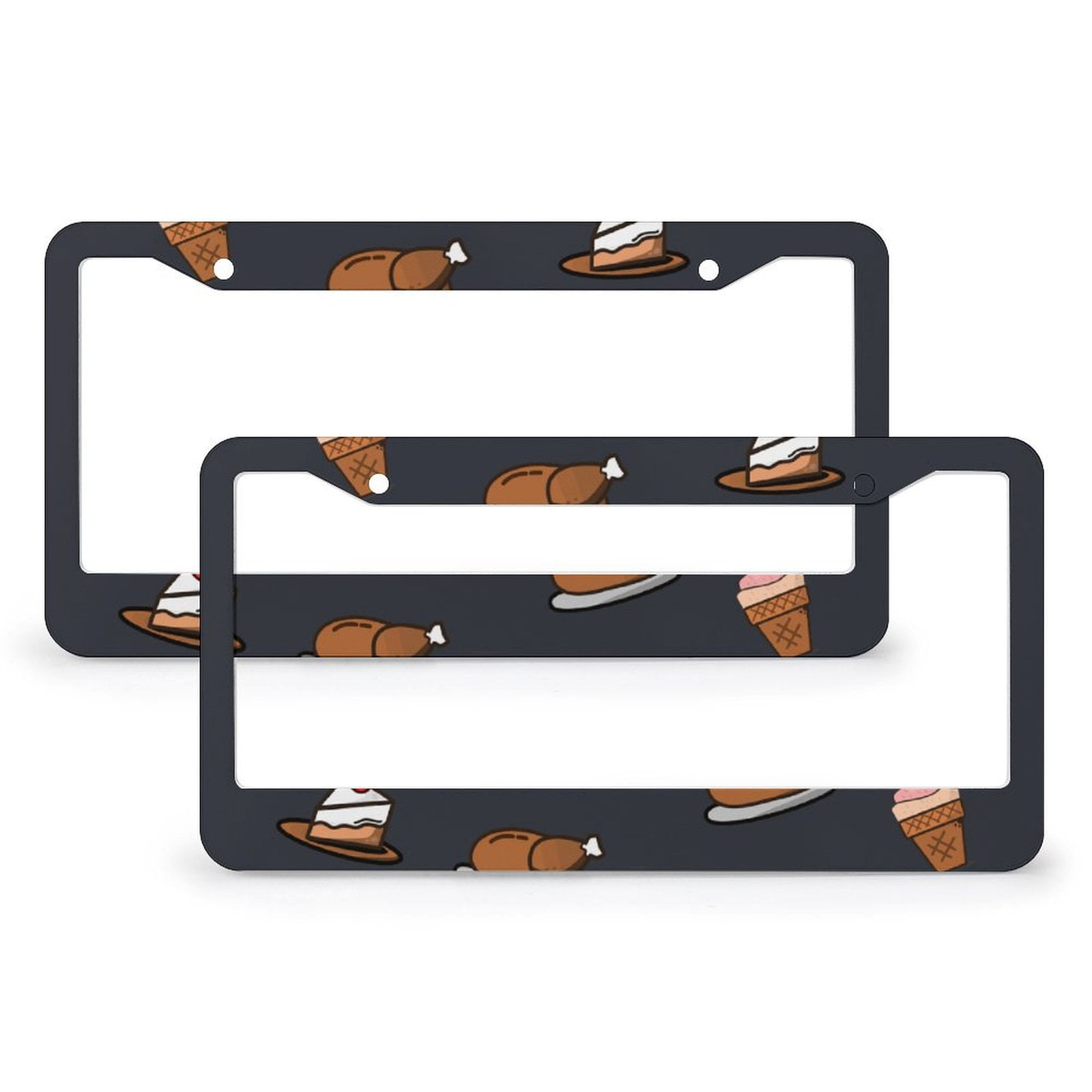 2 PCS Ice Cream Donut Candy Cake Pattern License Plate Frames Cute ...