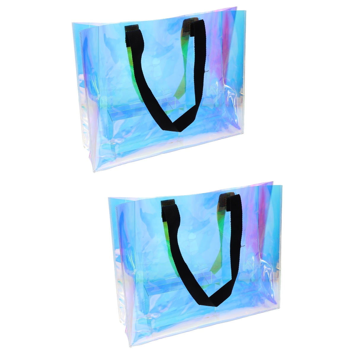 2 PCS Iridescent Tote Bag Crossbody Portable PVC for Shopping Clear ...