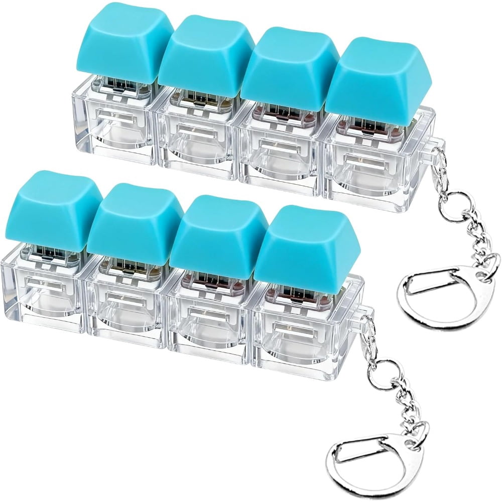 2 PCS Keyboard Fidget Toy, 4-in-1 Stress Relief Button Keychain, Finger ...