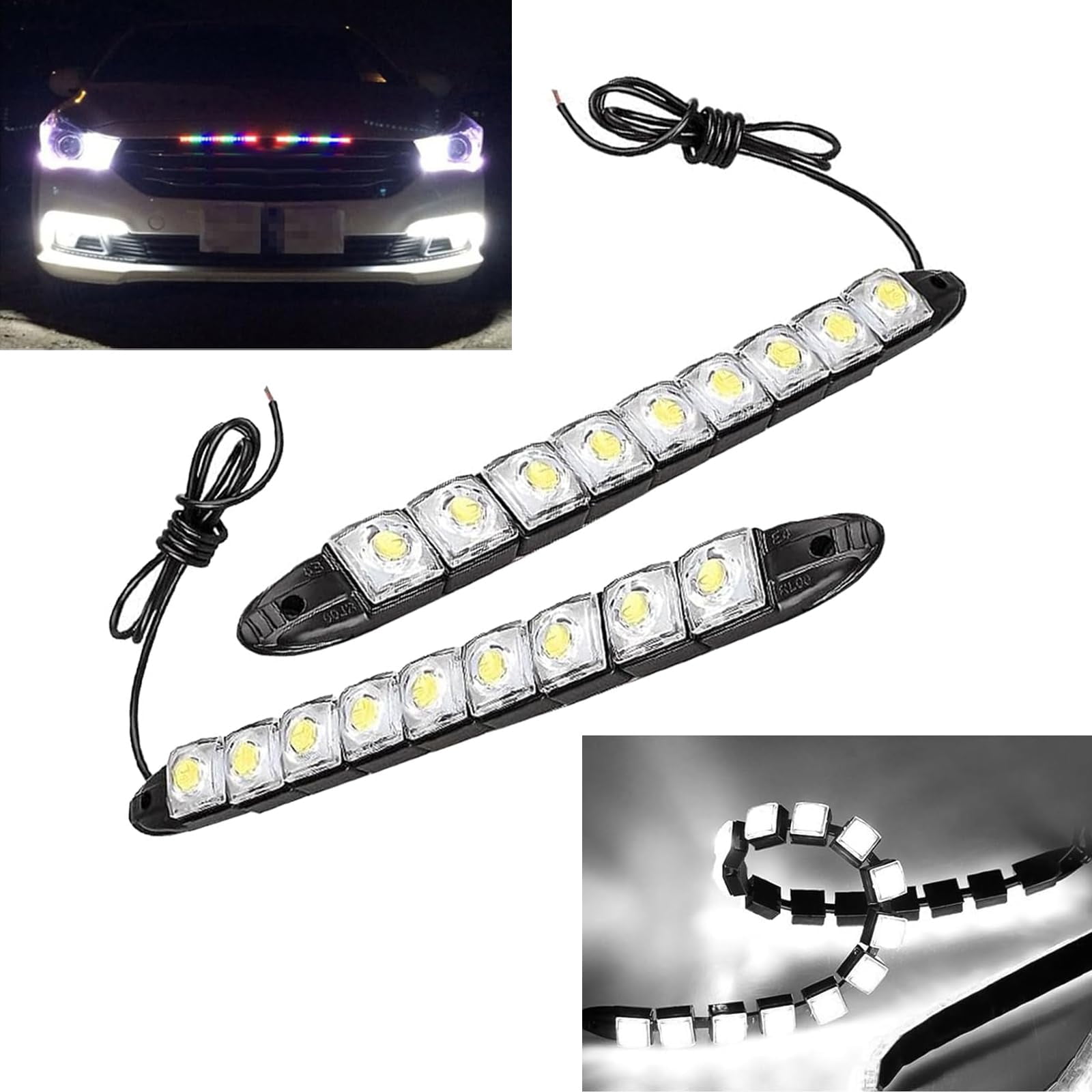 2 PCS LED Daytime IFF17 Running Strip Lights Kit, IP67 Sealed ...