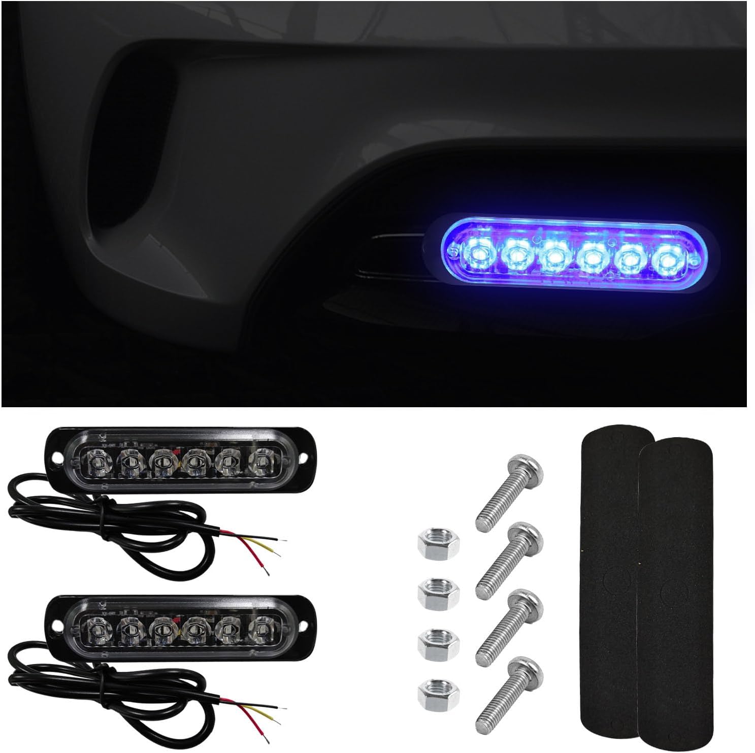 2 PCS LED Emergey Strobe Lights, 6 LED High Brightness Surface Mount ...