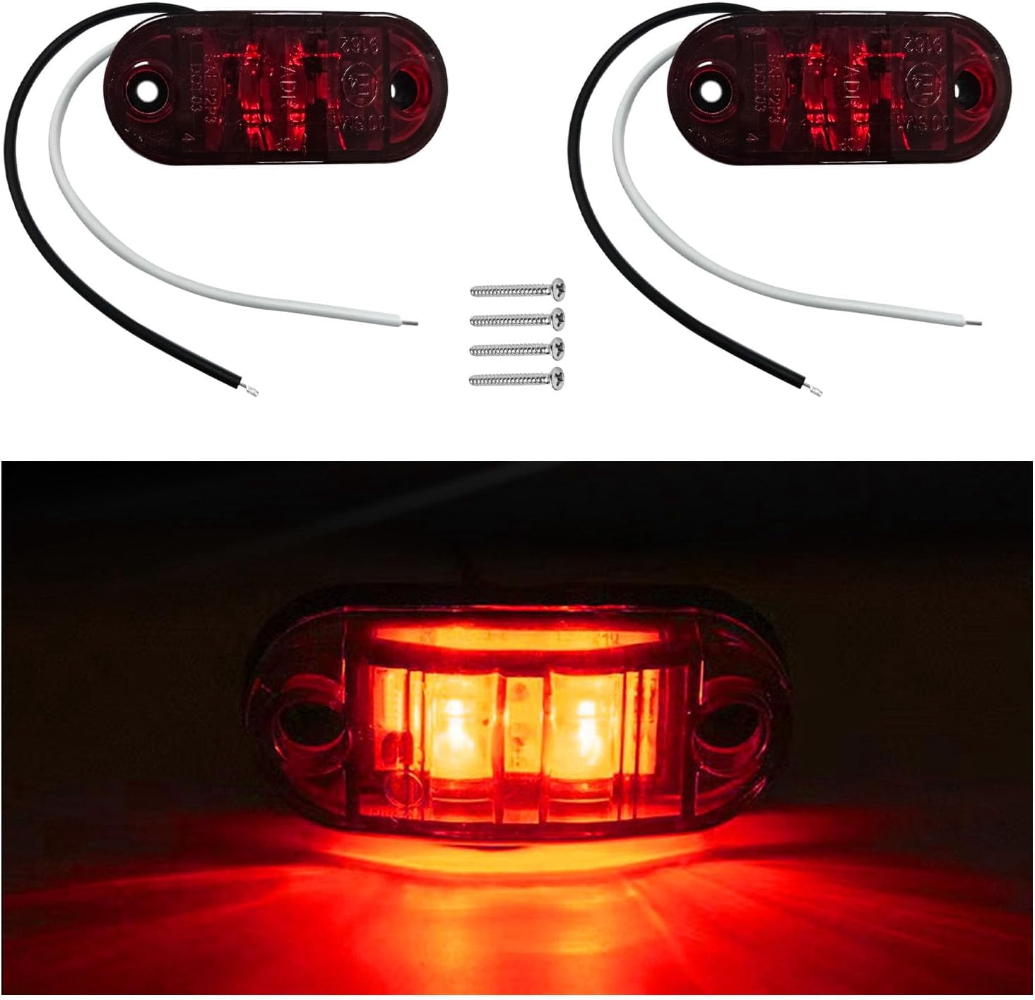 2 PCS LED Trailer Light, 2.6 Ih Led Diodes Clearae Lights, Waterproof ...