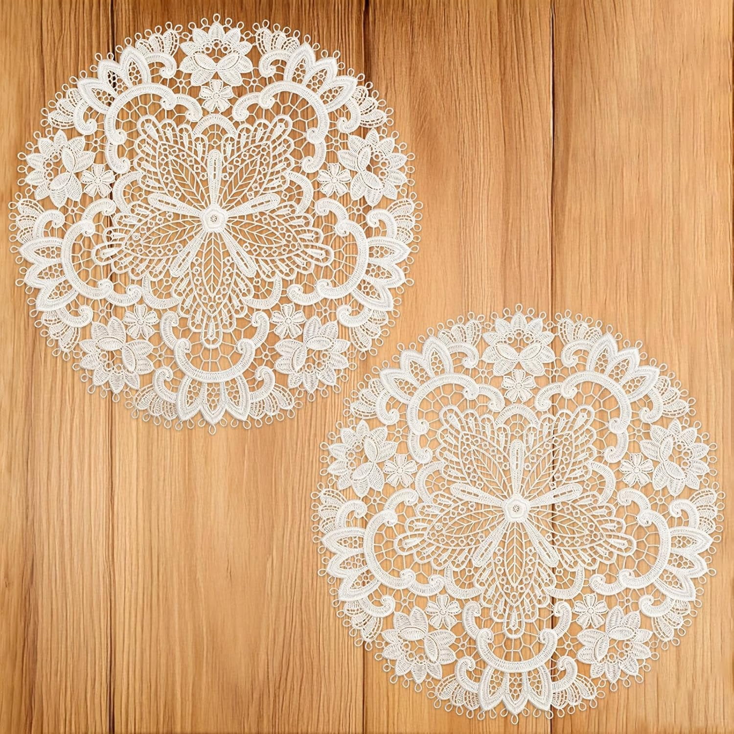 2 PCS Lace Doilies for Tables, 11 Inch Lace Placemats Doily Round ...