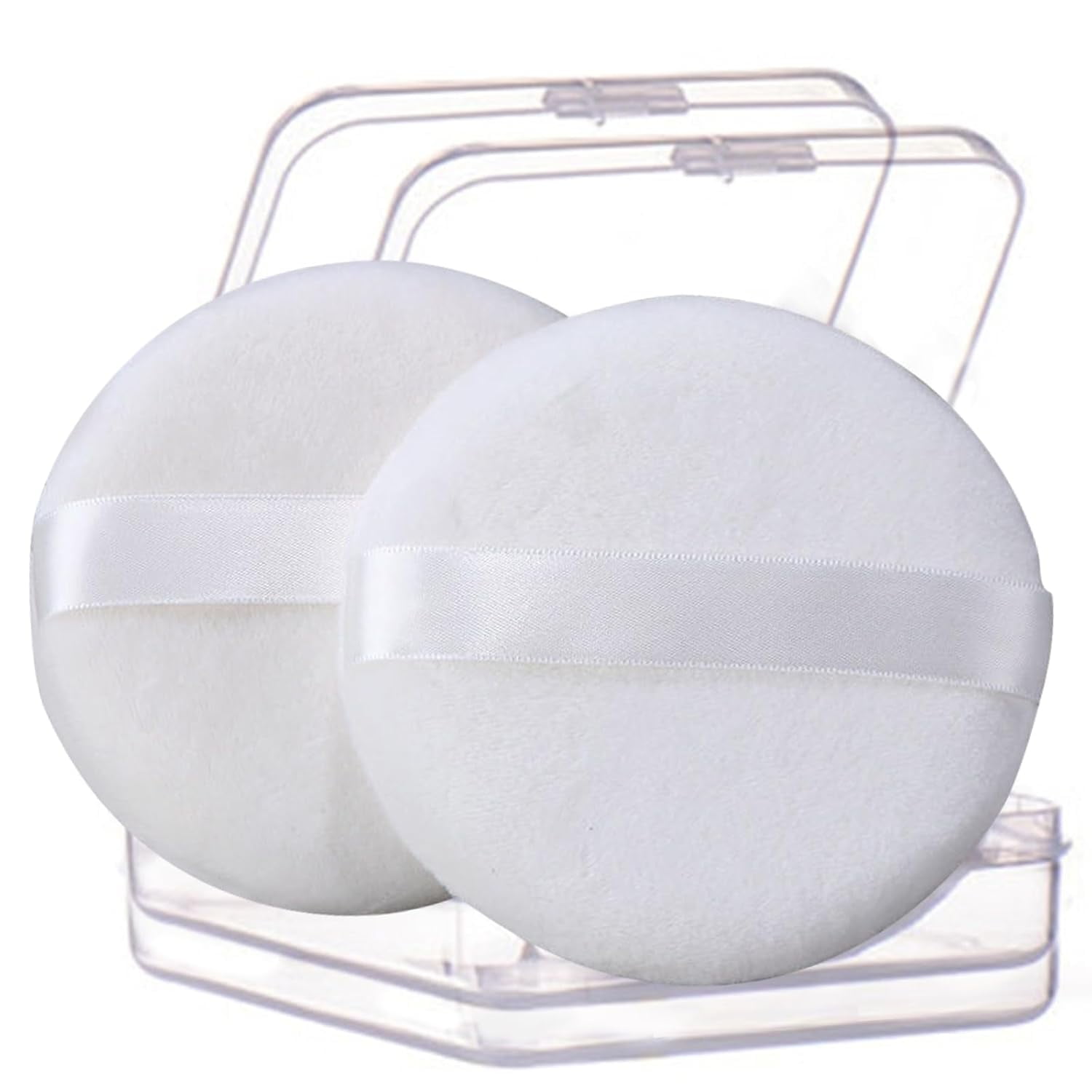 2 PCS Large Body Powder Puff with Container - 5 Inch Fluffy Cotton ...