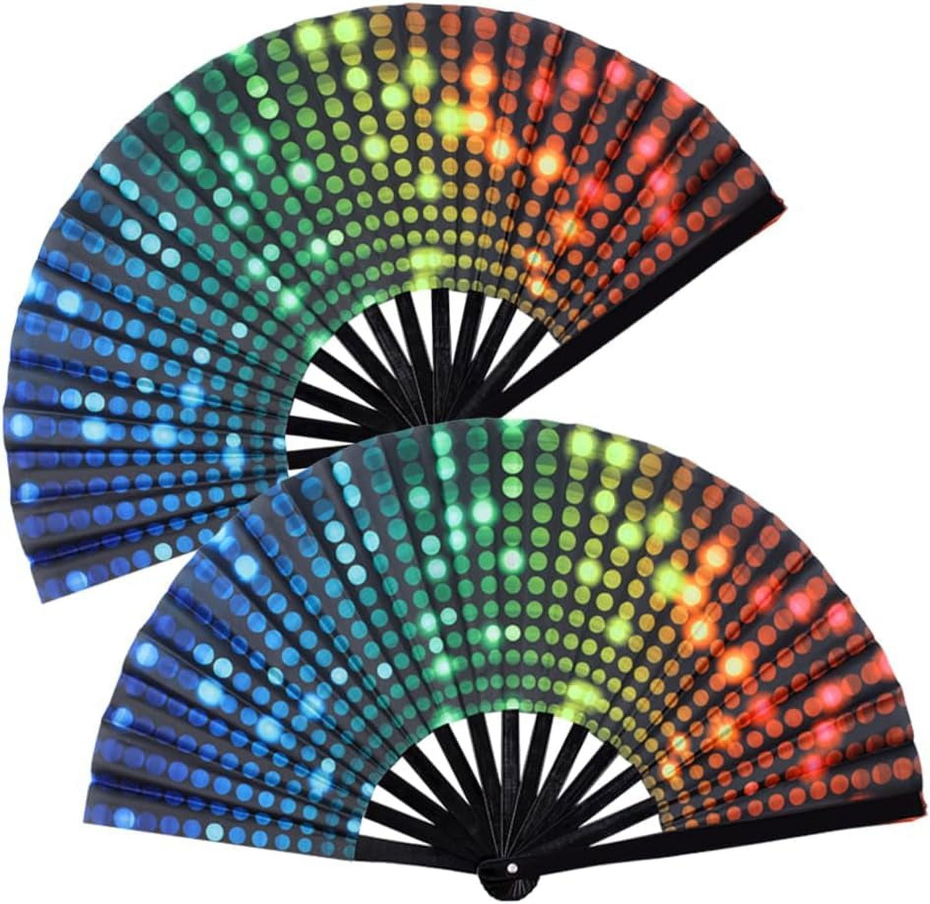 2 PCS Large Folding Fan, Folding Hand Fan Chinese/Japanese Nylon-Cloth ...