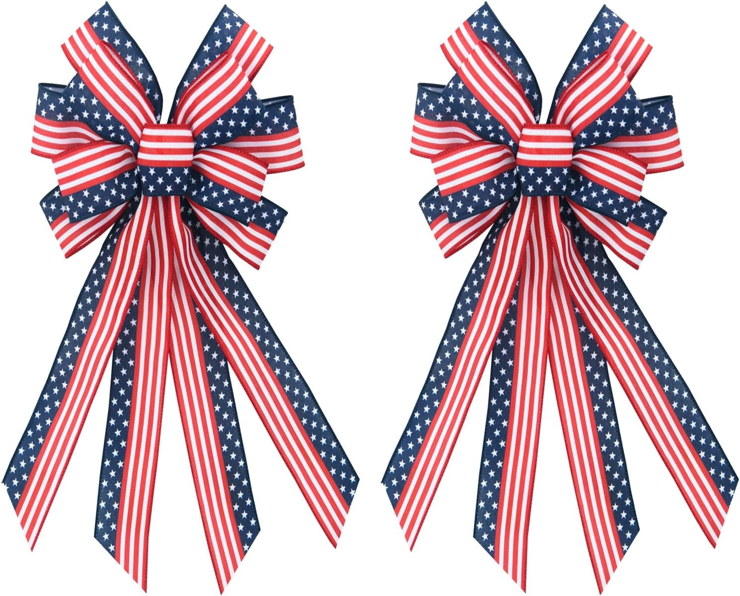 2 PCS Large Patriotic Wreath Bows, Patriotic Star and Stripe America ...