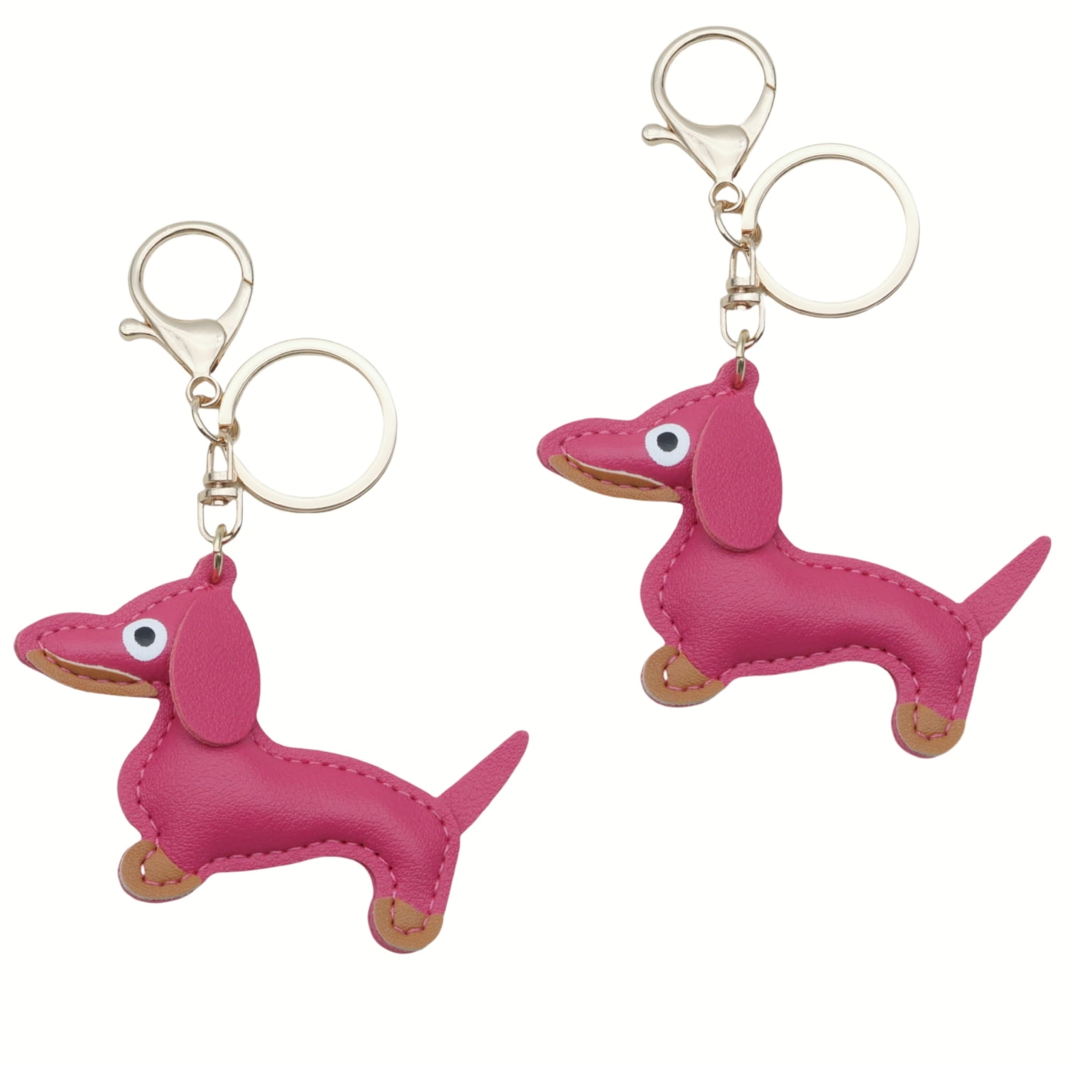 2 PCS Leather Dachshund Keychain, Dachshund Keychain Bag Pendant Key ...