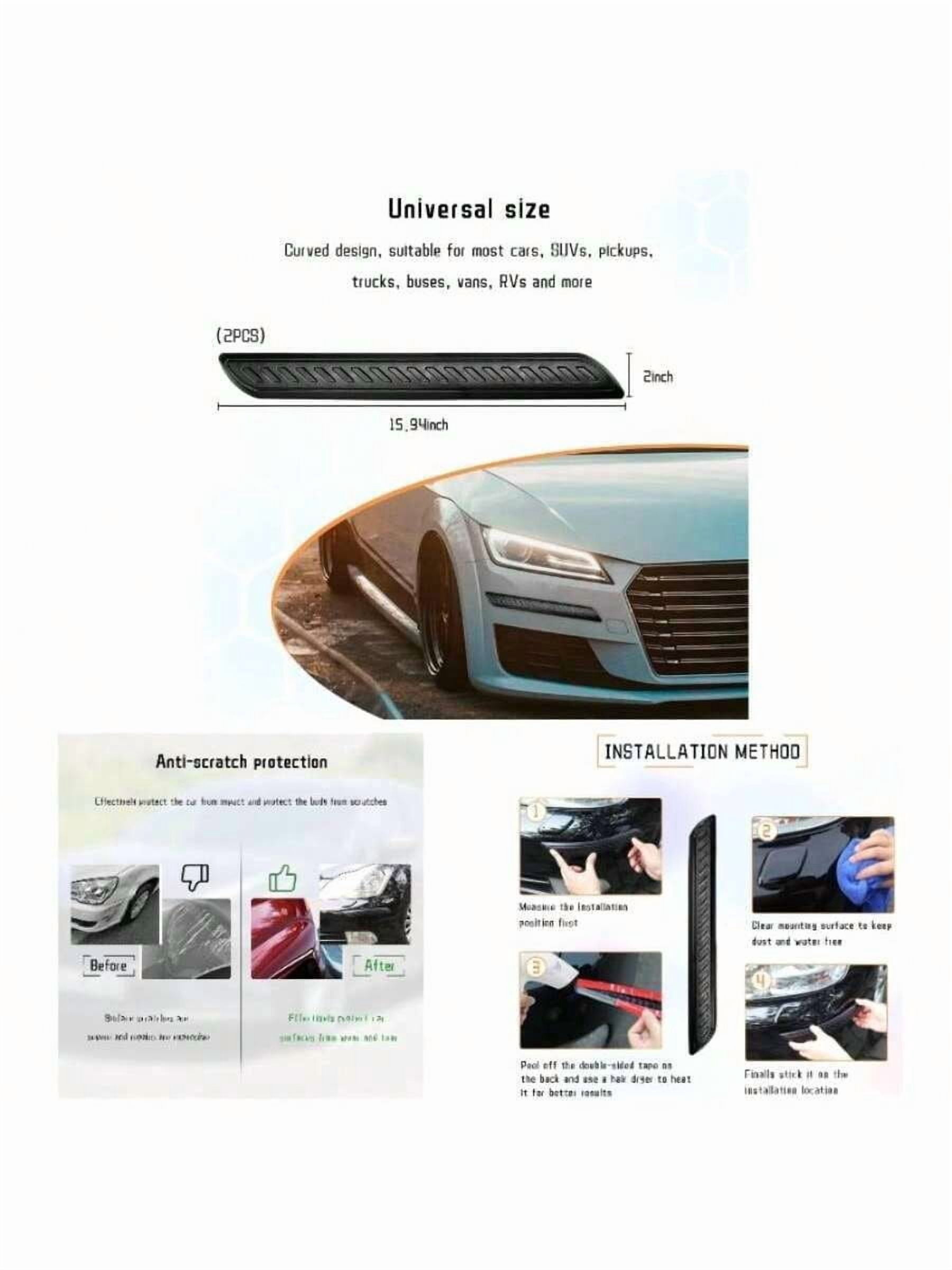 2 PCS Long Black Car Bumper Anti-Scratch Strips, Universal Front Rear ...