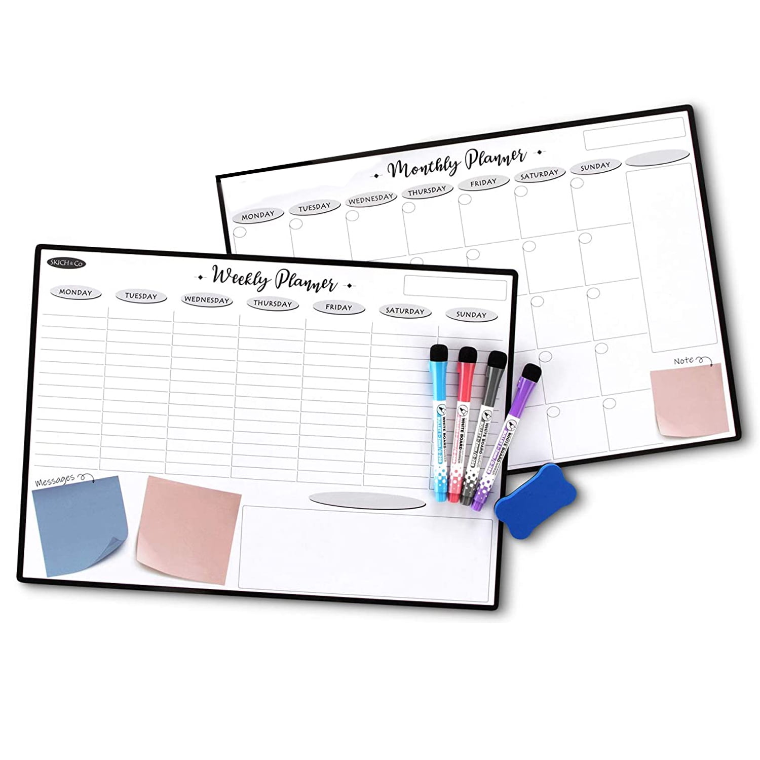 2 PCS Magnetic Daily Chore Chart Dry Erase Refrigerator 17x12 with 4 ...