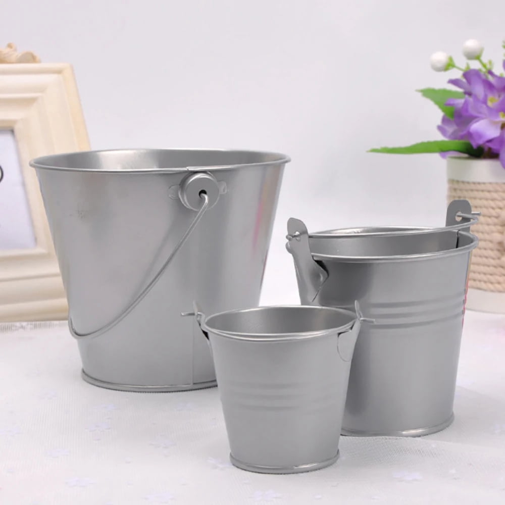 2 PCS Metal Iron Flower Pot with Handle Mini Bucket Hanging Balcony ...