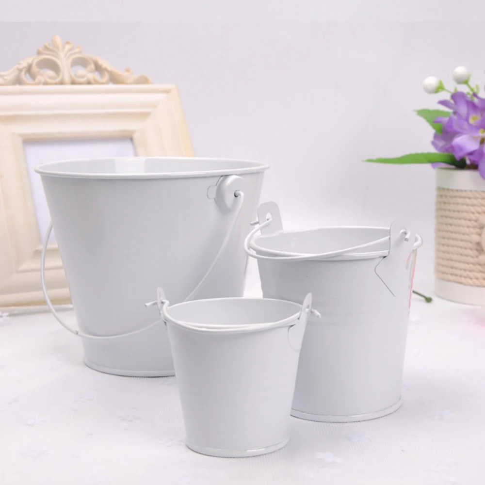 2 PCS Metal Iron Flower Pot with Handle Mini Bucket Hanging Balcony ...