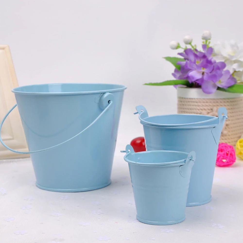 2 PCS Metal Iron Flower Pot with Handle Mini Bucket Hanging Balcony ...