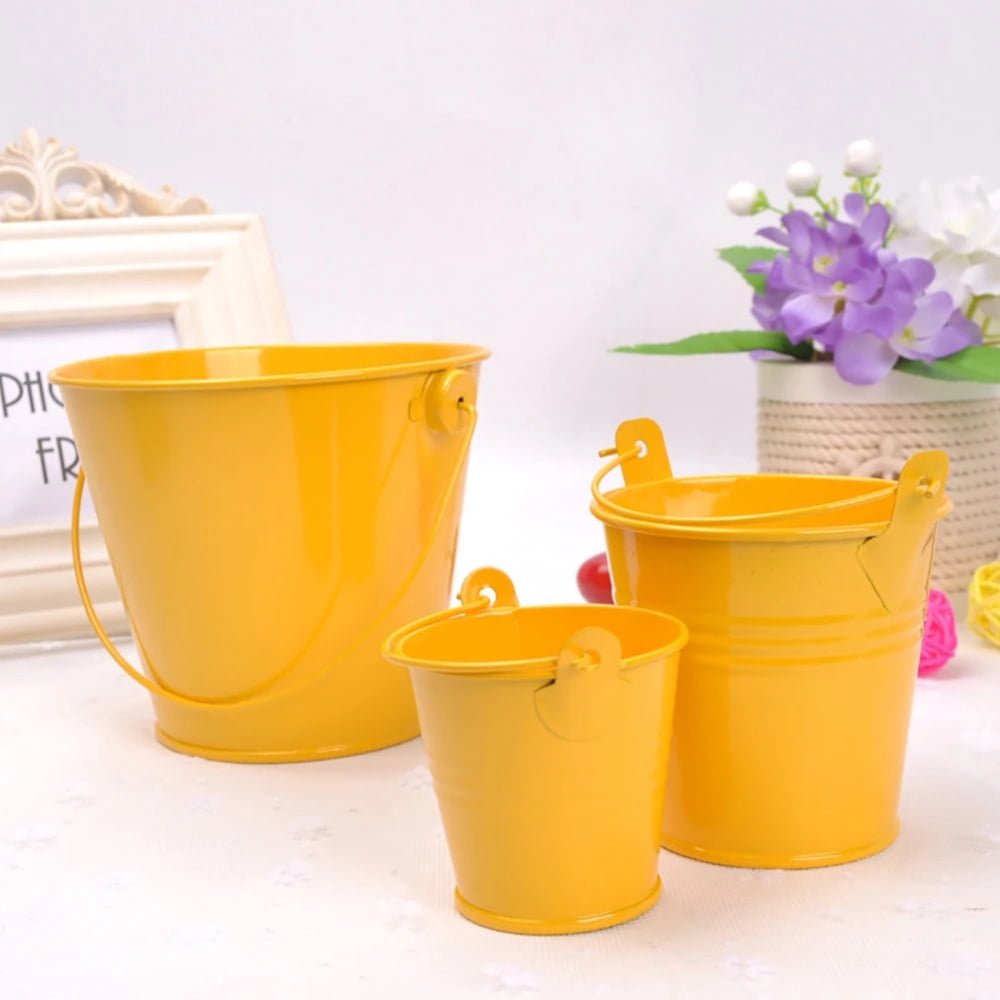 2 PCS Metal Iron Flower Pot with Handle Mini Bucket Hanging Balcony ...
