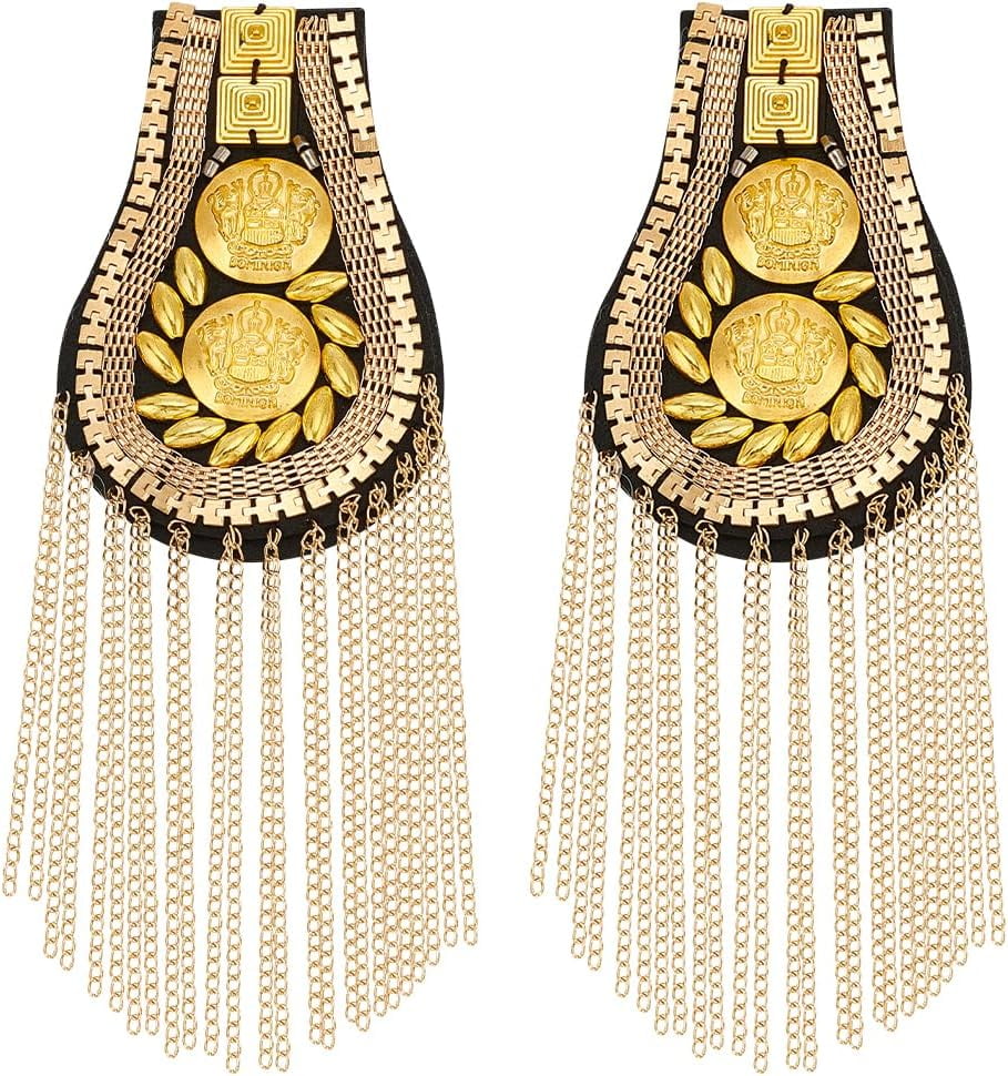 2 PCS Metal Tassel Chain Shoulder Epaulets Tassel Blazer Epaulet ...
