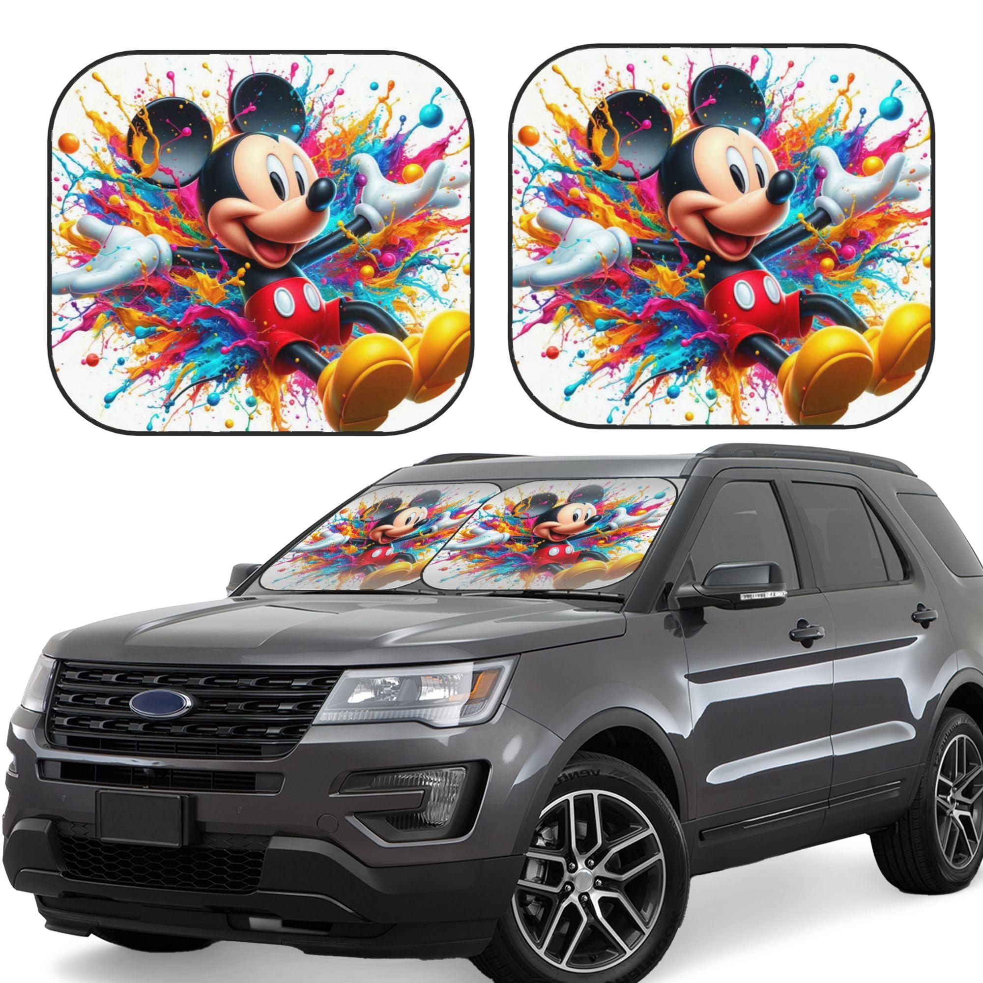 2 PCS Mickey Mouse Windshield Sun Shade for Car Foldable Window Covers ...