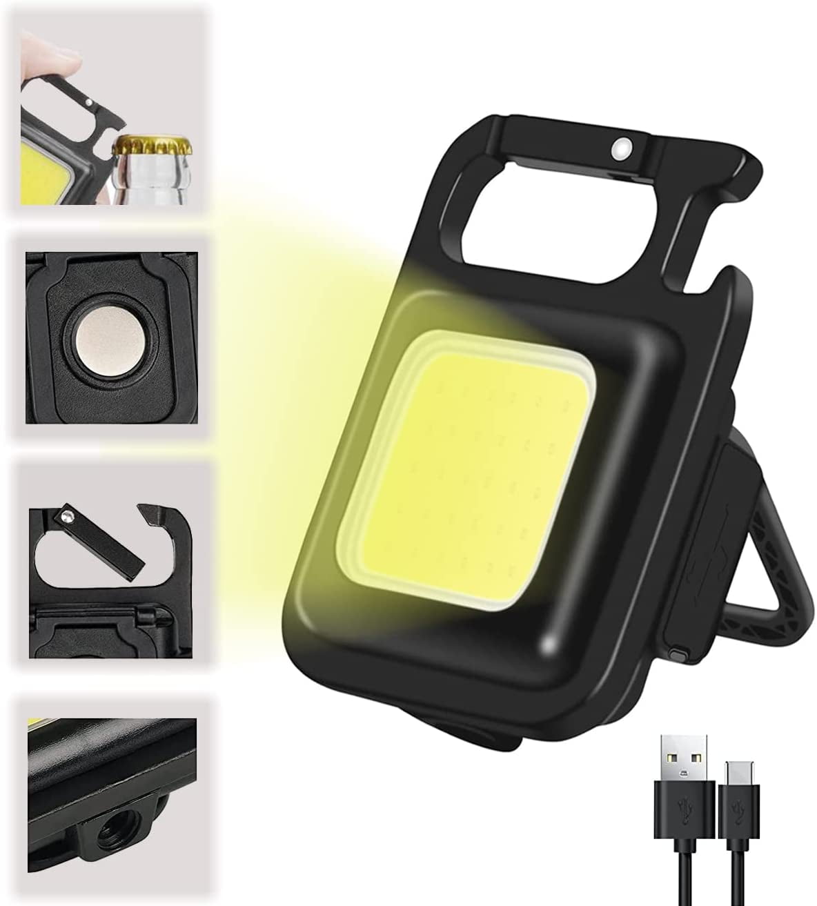 2 PCS Mini LED Working Light 1000lm Portable Pocket Flashlight USB ...