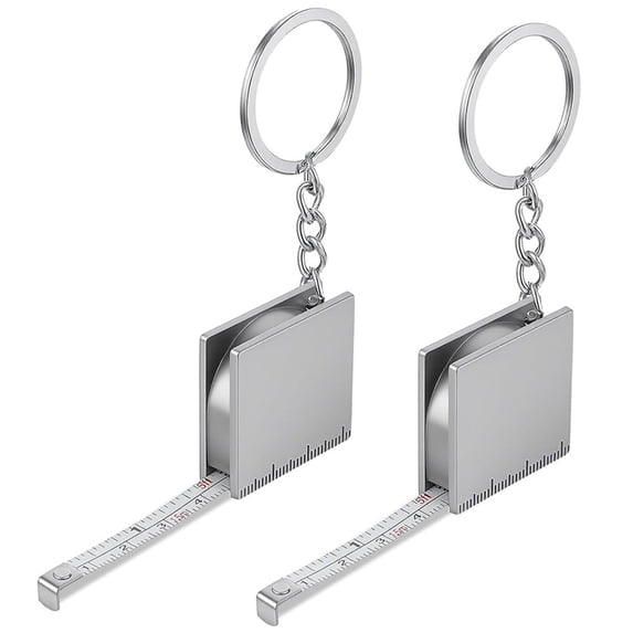 2 PCS Mini Tape Measure Keychain Metal, Metric Scales Silver ...