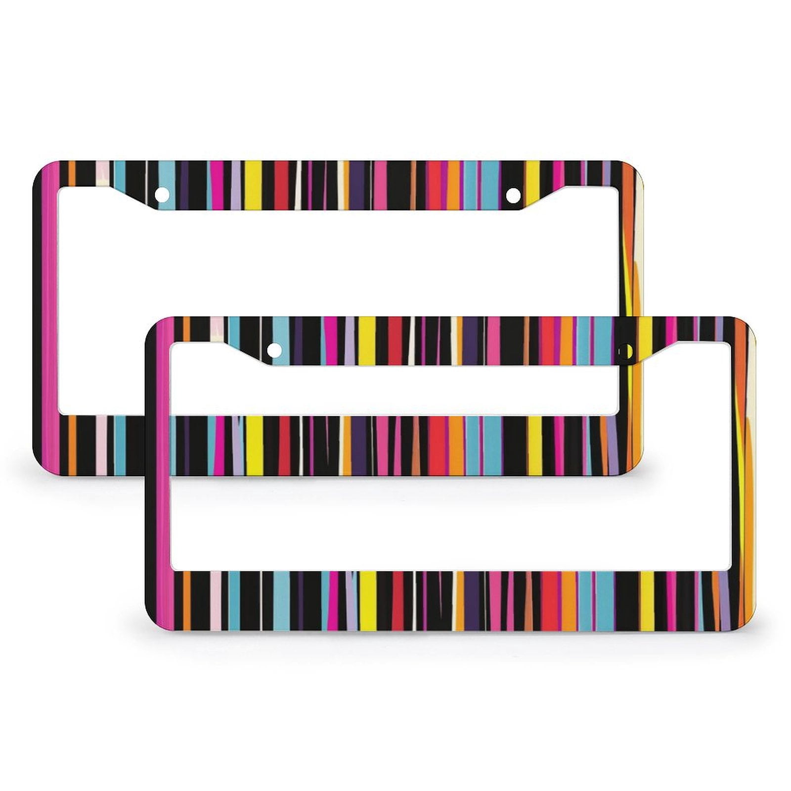 2 PCS Modern Trendy Stripes Print License Plate Frame Multicolor ...