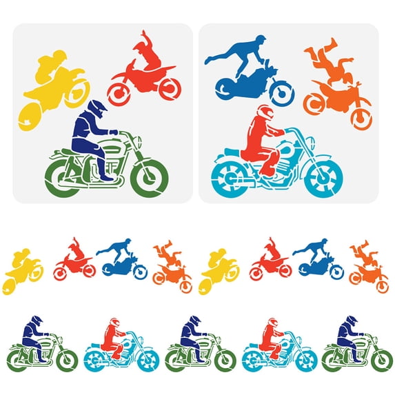 2 PCS Motocross Stencil for Painting 11.8x11.8 inch Reusable Motocross ...