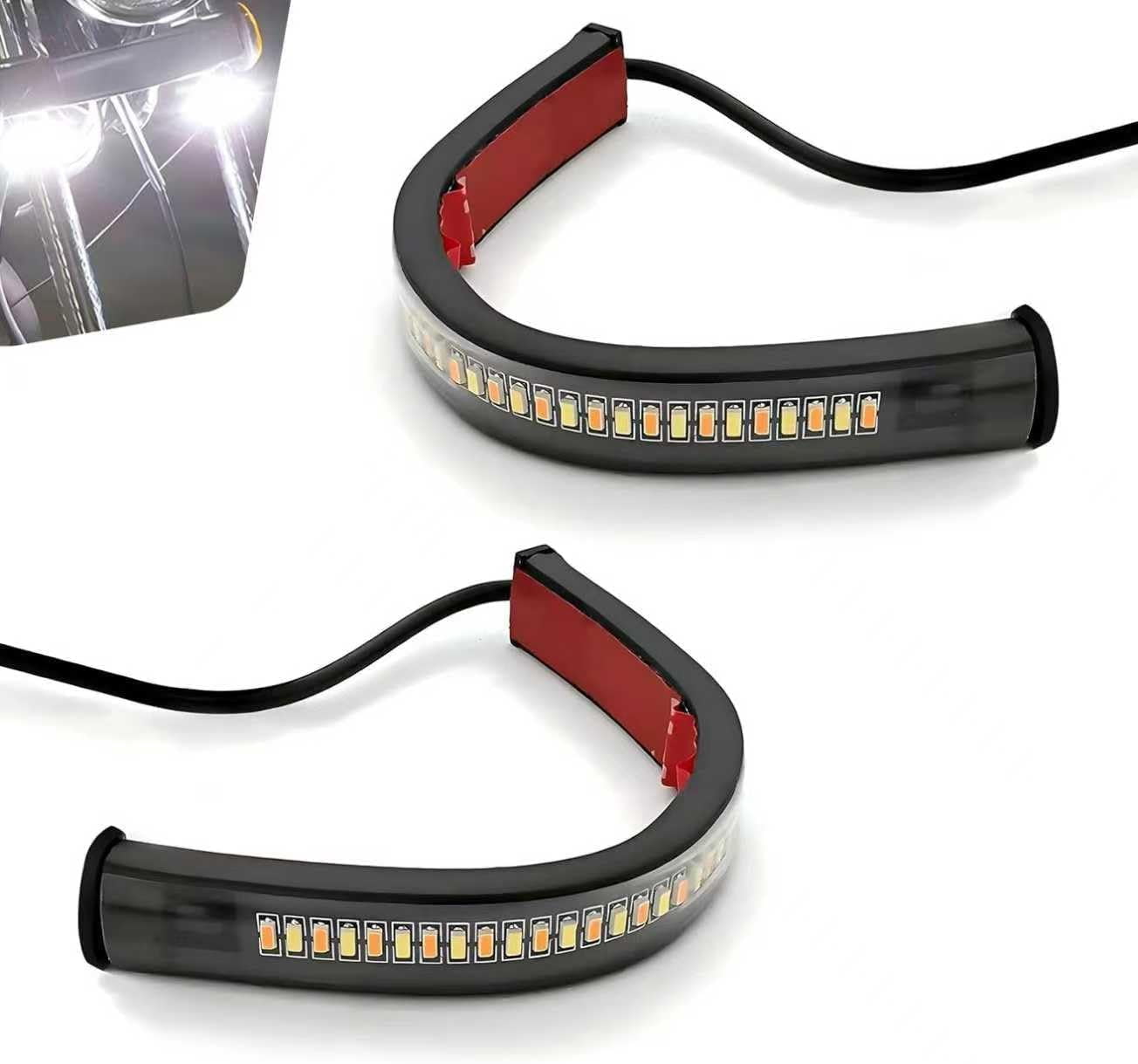 2 PCS Motorcycle LED Turn Signal Light, Flexible Switchback Dual-Color ...
