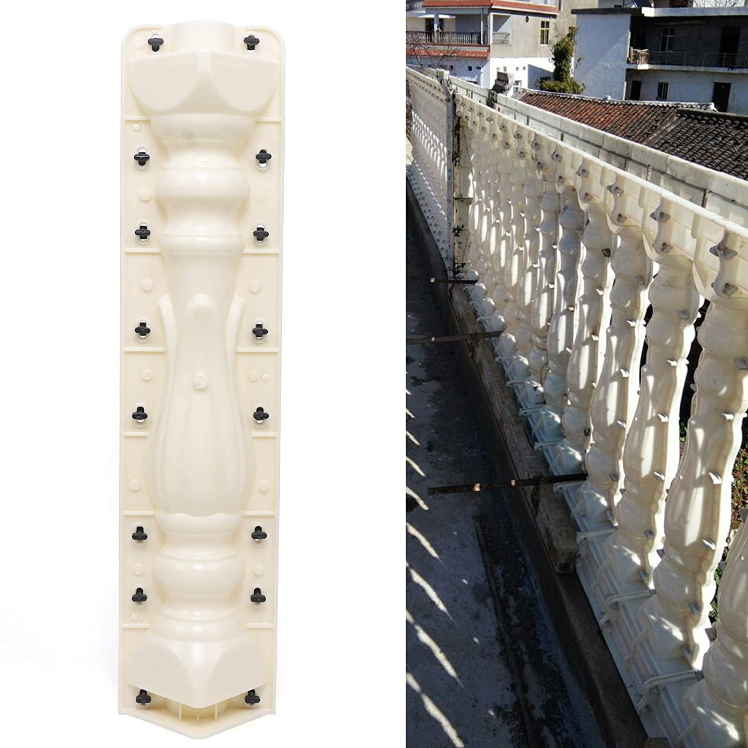 2 PCS Moulds Balustrades Mold, 27.6*3.5 " DIY Roman Column Concrete ...