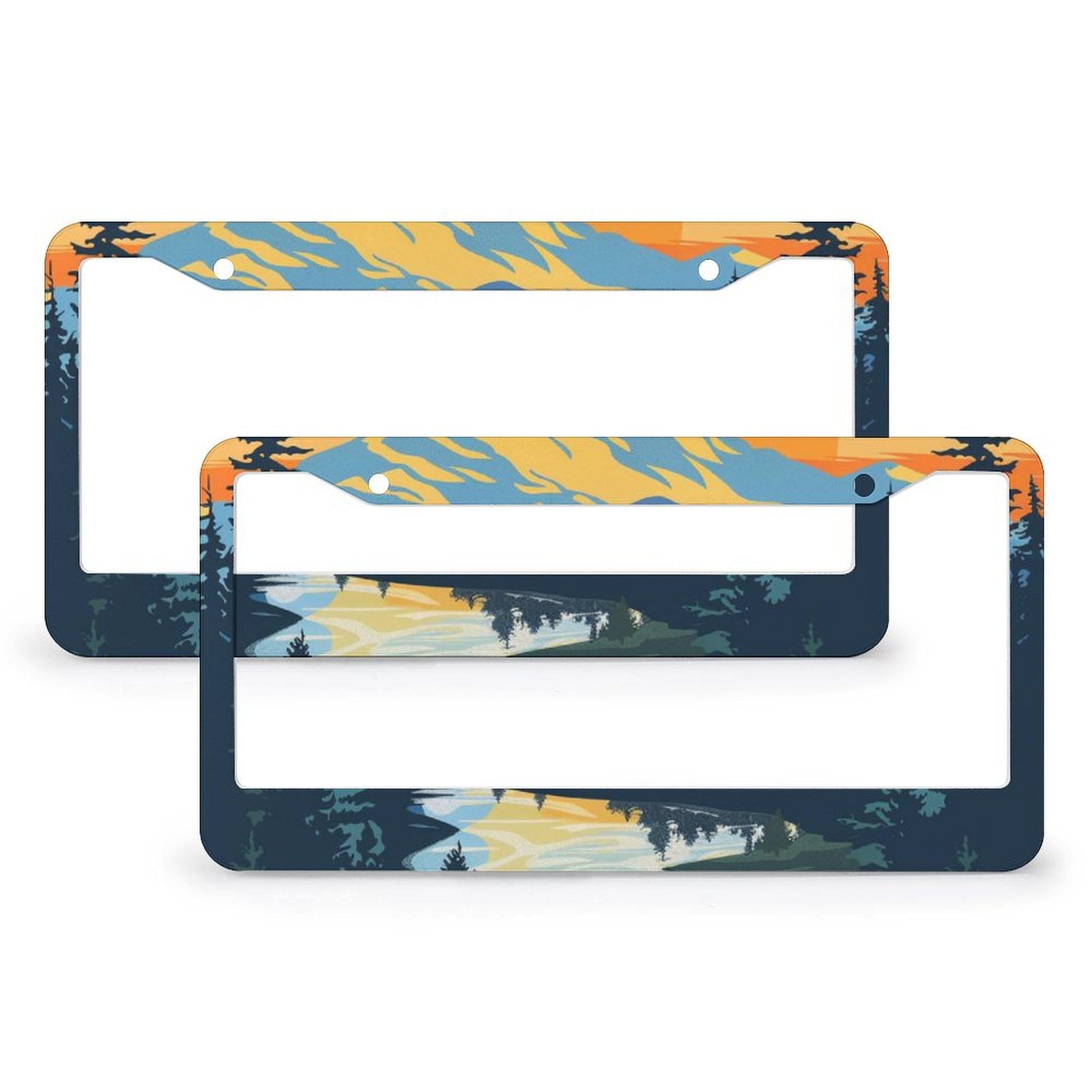 2 PCS Mountain Adventure License Plate Frames Mountain Forest Car Front ...