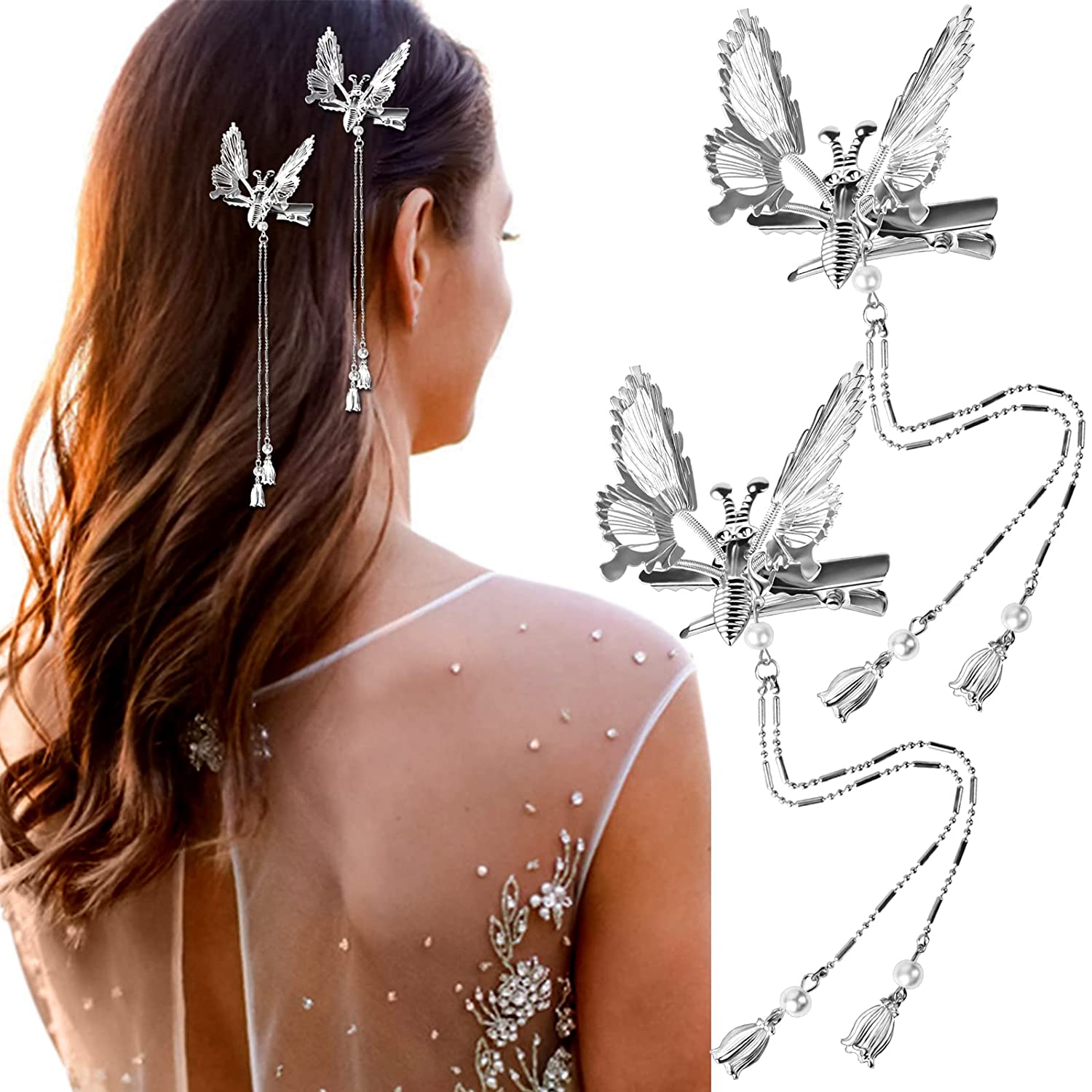 2 PCS Moving Butterfly Hair Clips for Thin Hair Women Mini Butterfly ...