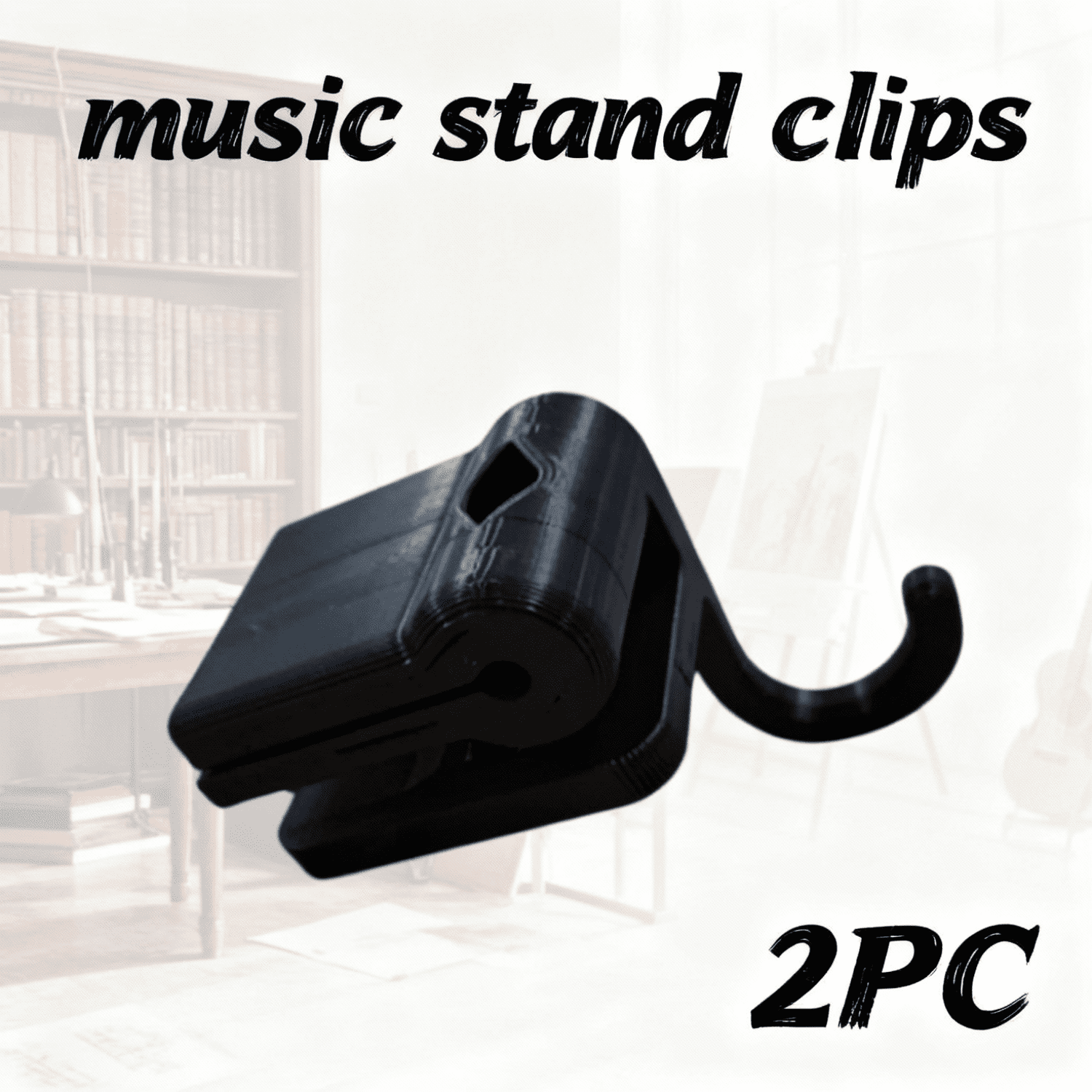 2 PCS Music Stand Clip with Bow Hook & Pencil Holder - Clip-On ...
