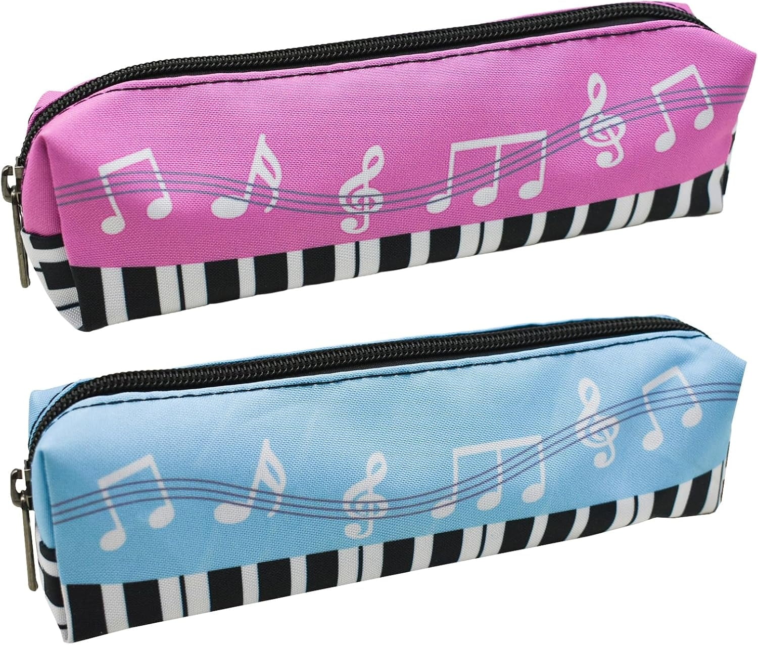 2 PCS Music Theme Pencil Case Large Capacity Polyester Piano Music ...